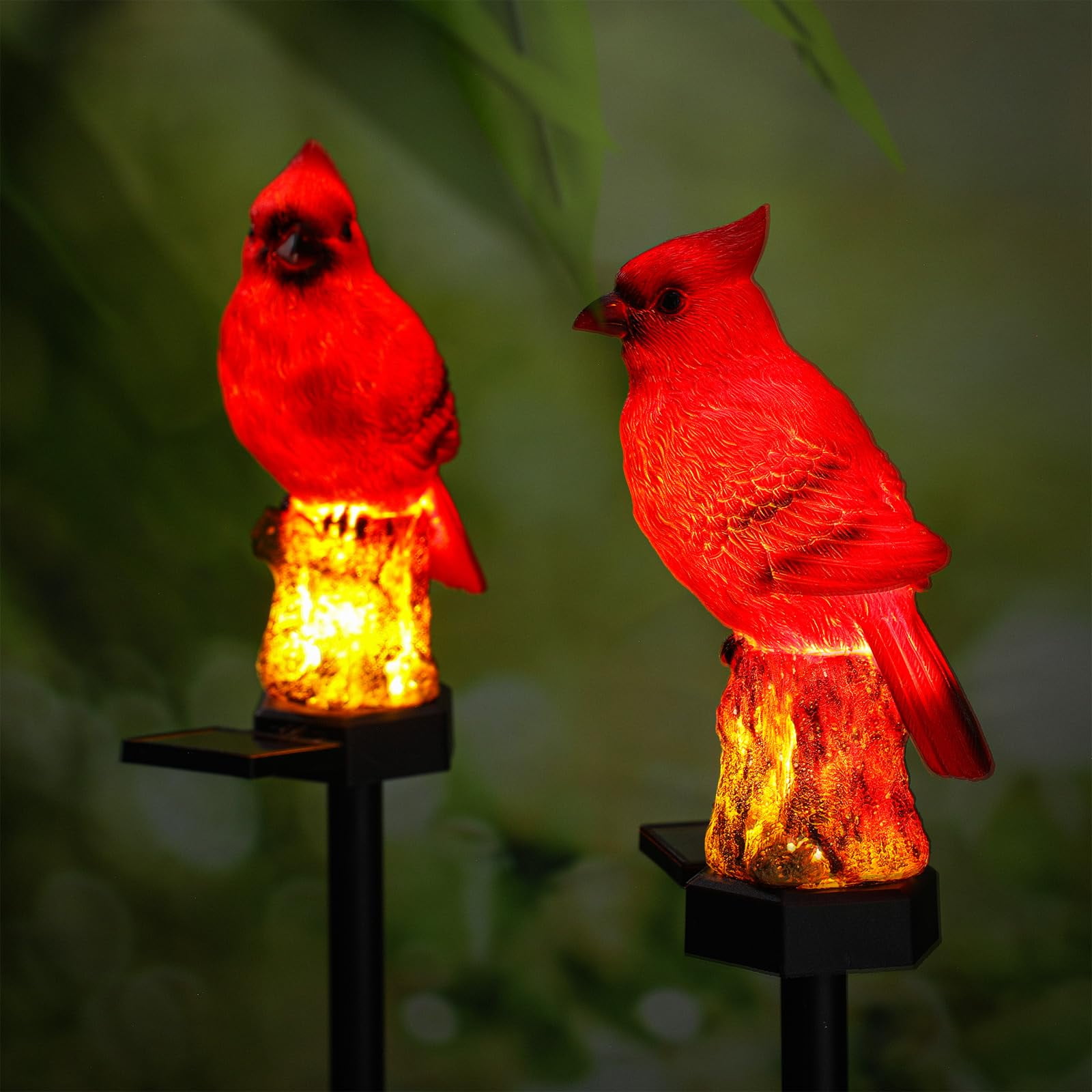 Baquler 2 Pack Cardinal AIF4 Solar Lights Cardinal Outdoor Decor Red ...