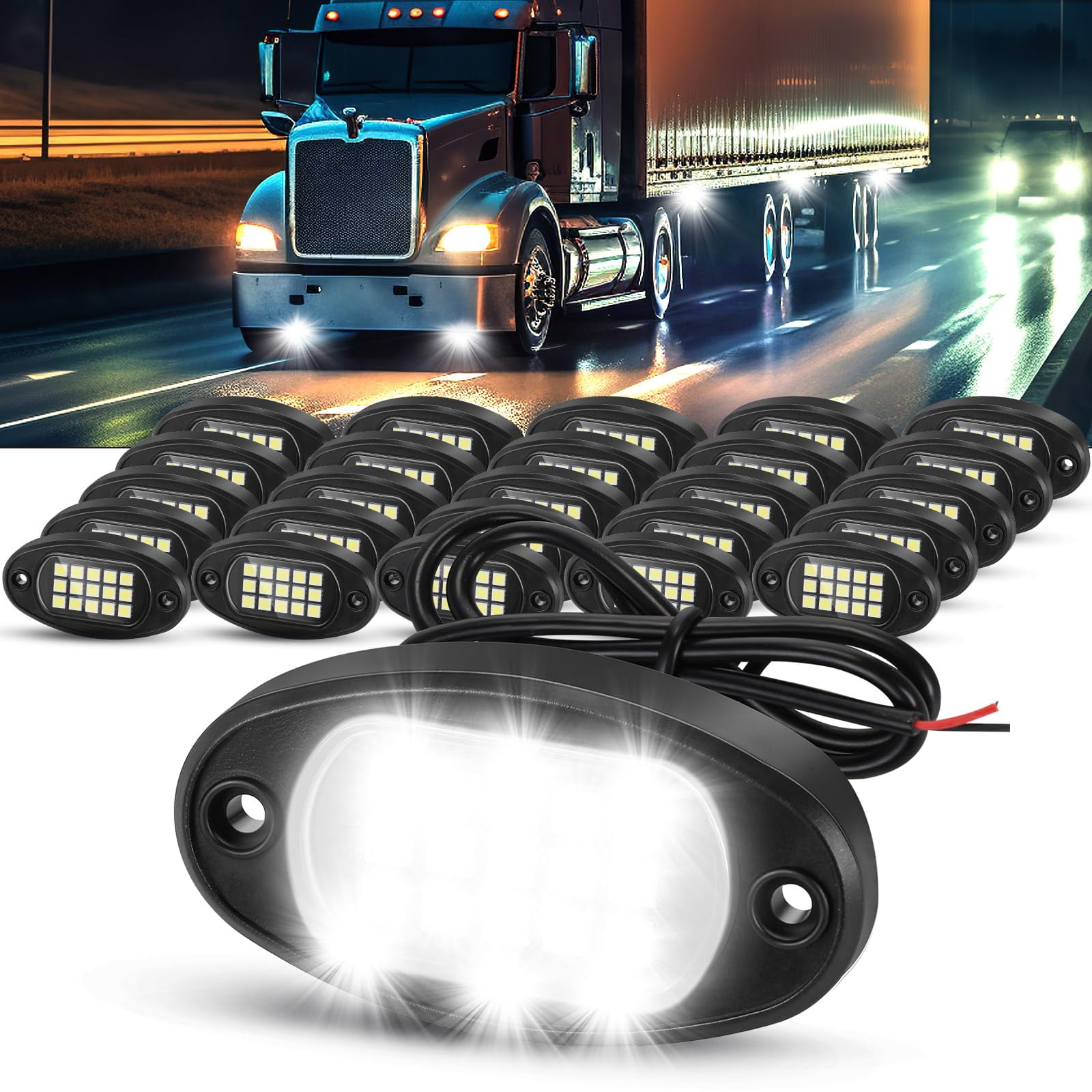 Baquler 30 Pods Rock IFF17 Lights White Underglow Lights for Trucks Car ...