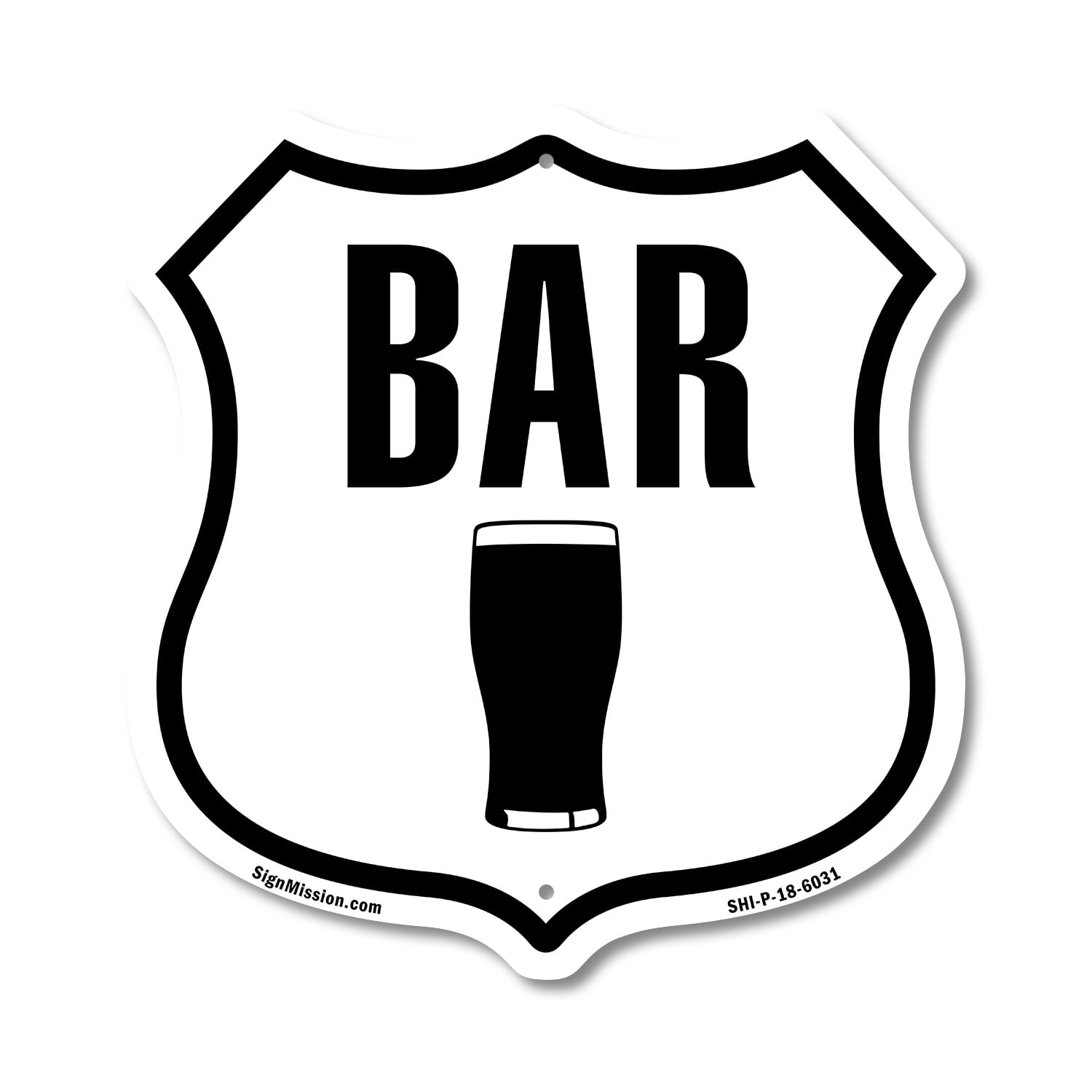 Bar 12 inch X 12 inch Shield Shaped Commercial Grade Plastic Sign ...