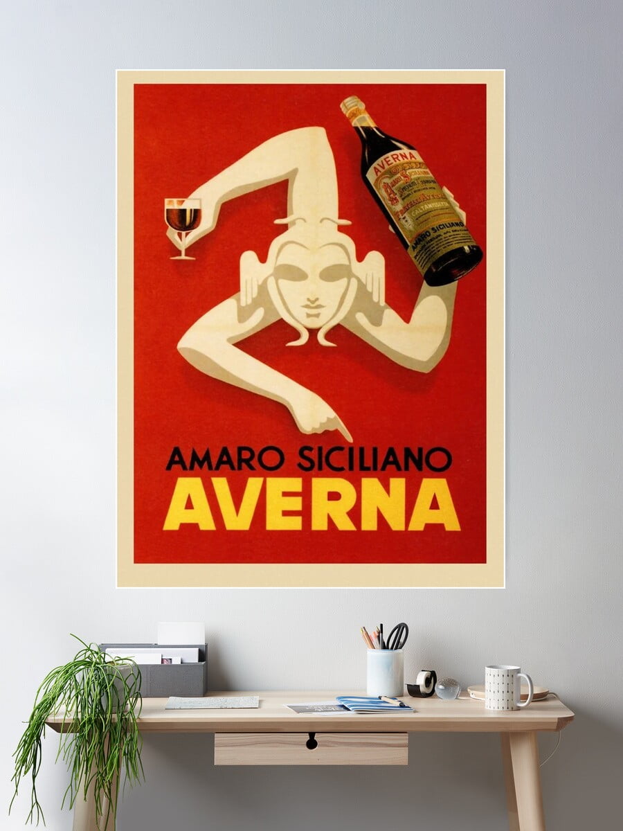 Bar Amaro Siciliano Averna Red Wine Italy Drink Poster Wall Art, Modern ...