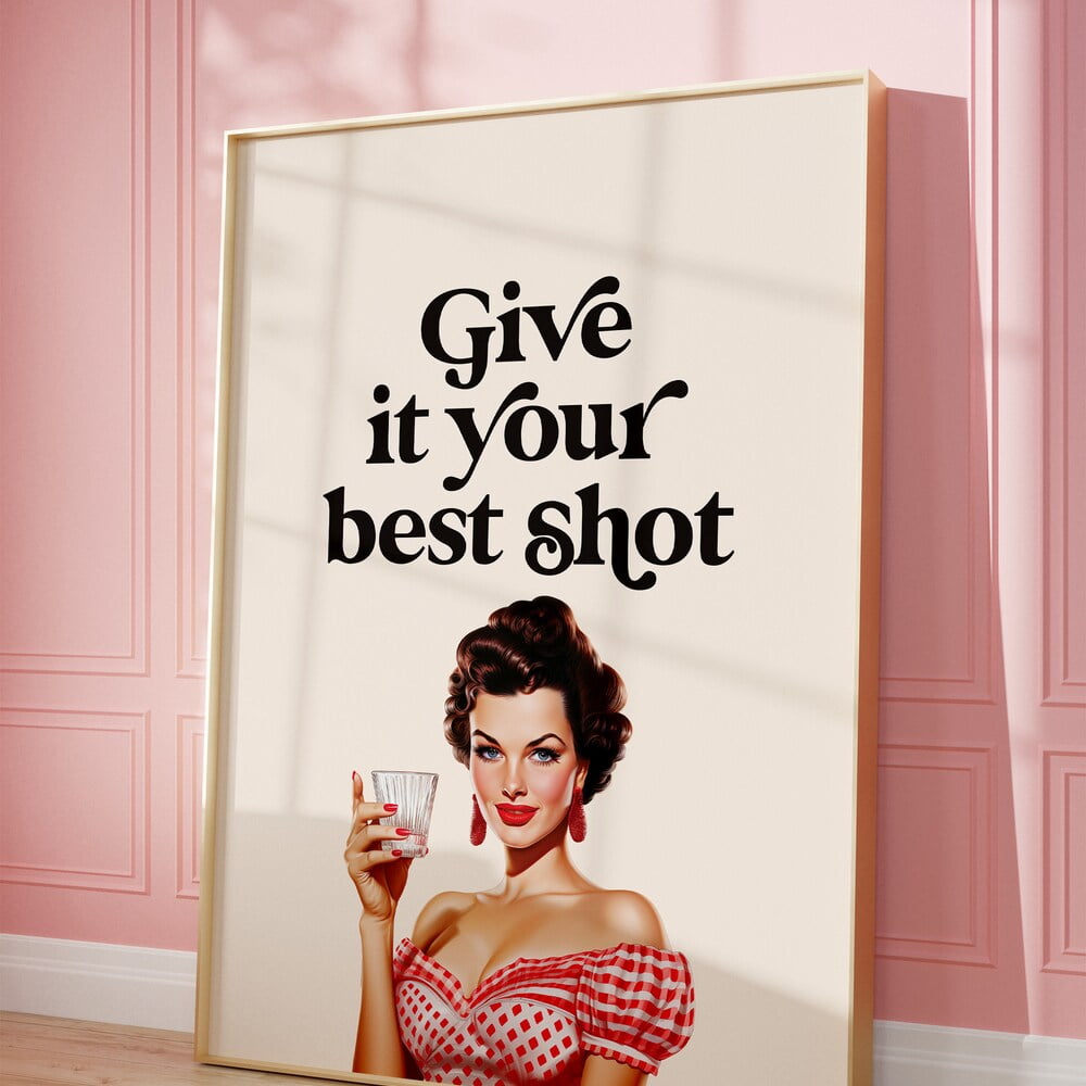 Bar Art Print Give It Your Best Shot Print, Cocktail Bar Cart Printable ...
