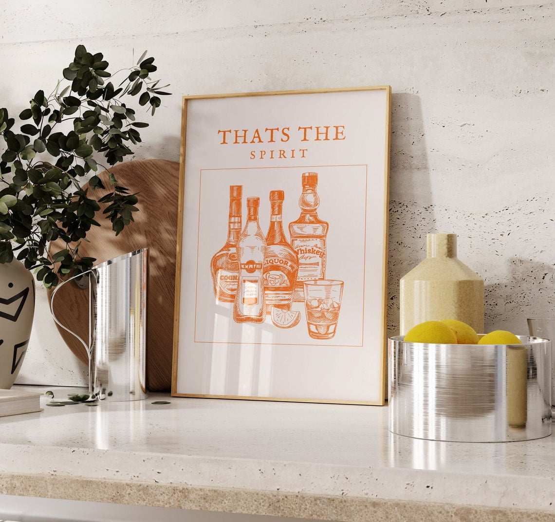 Bar Art Print Vintage Liquor Poster-Bar Cart Wall Art-Drinks Wall Decor ...