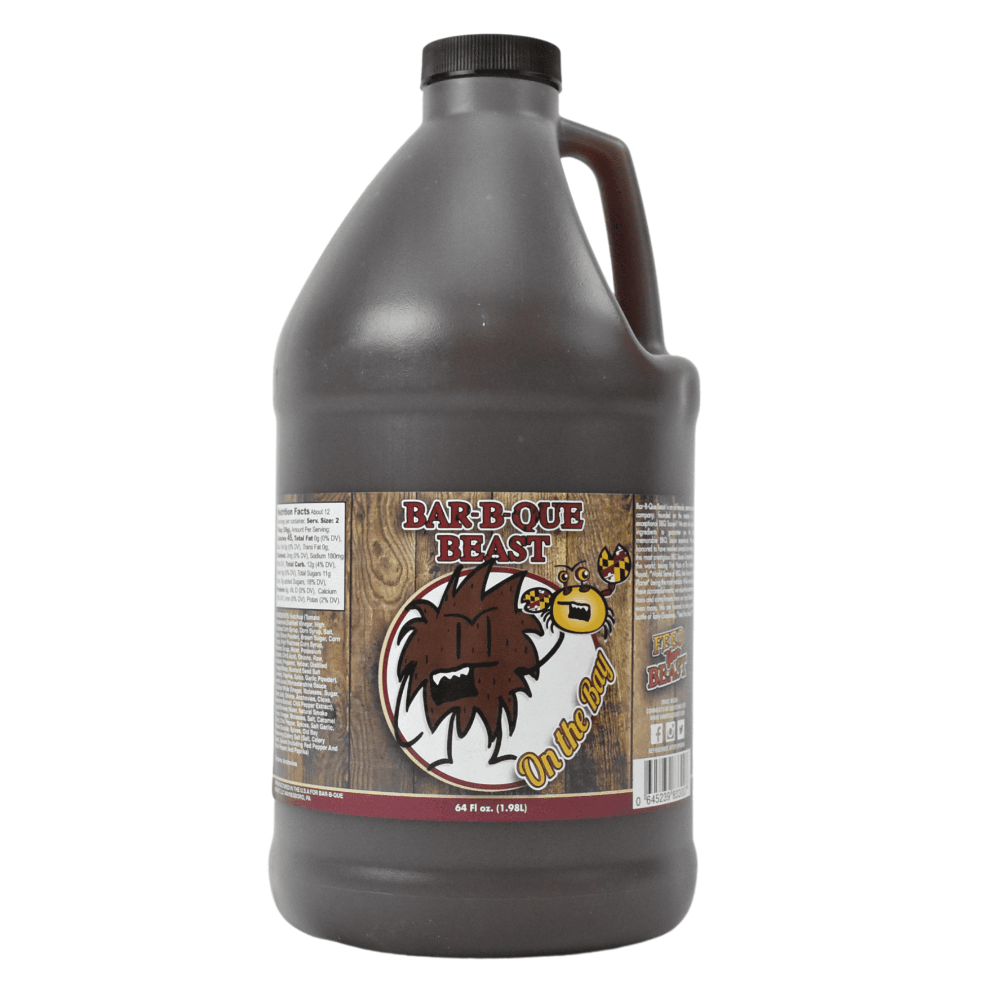 Bar-B-Que Beast BBQ Sauce, On The Bay, Half Gallon 64oz, Award Winning ...