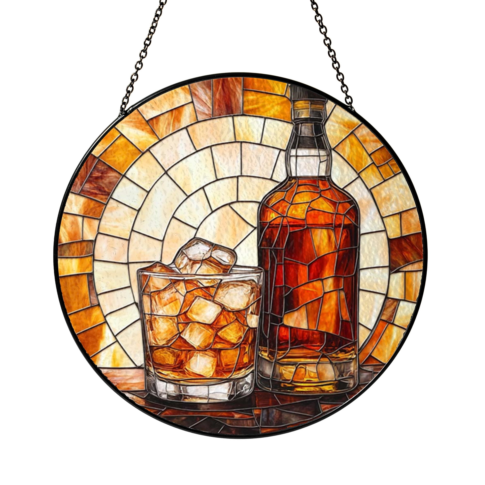 Bar Bottle and Glass Scene Glass Suncatcher Window Hanging, Decorative ...