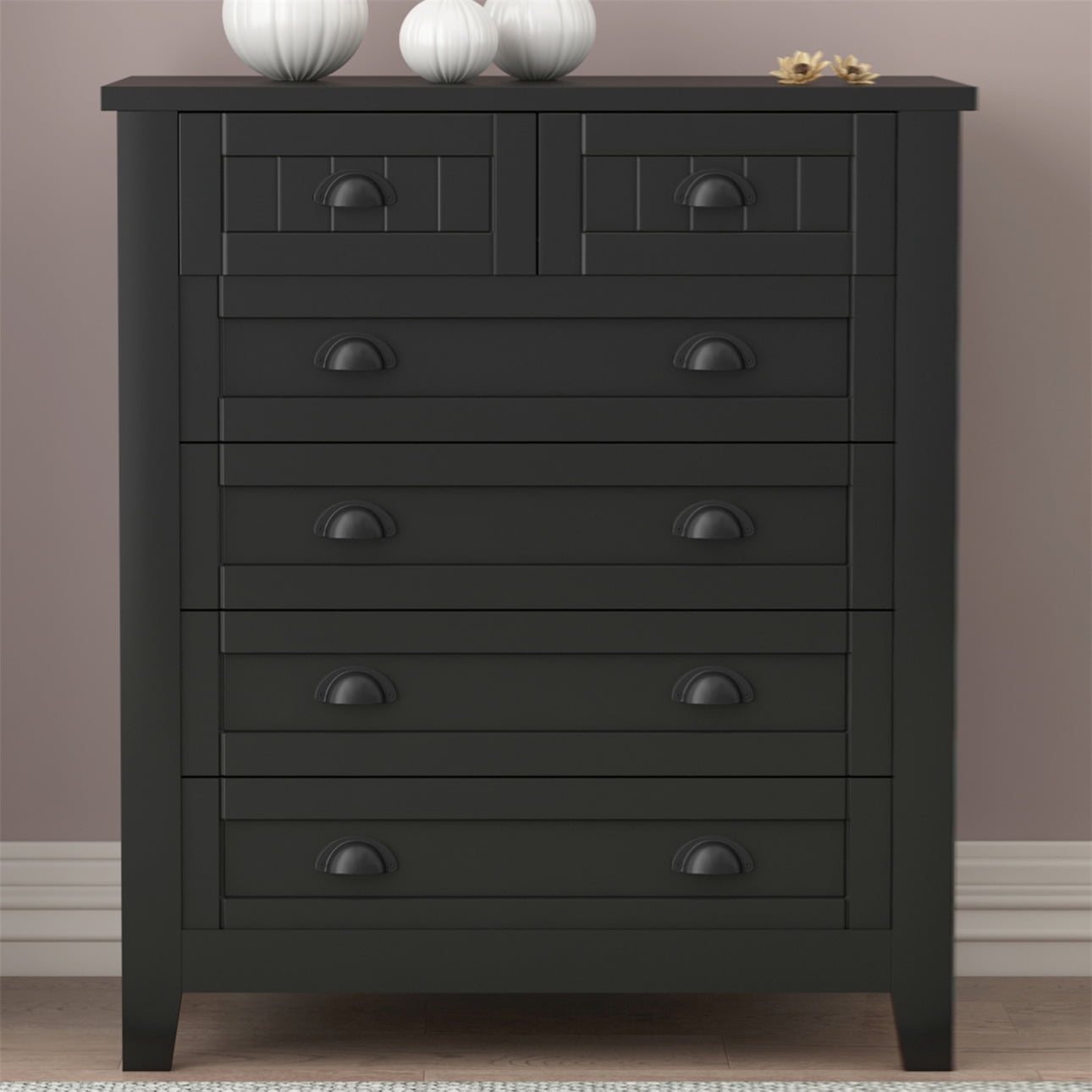 Bar Cabinet, Cabinet with Retro Shell Handle, Drawer Dresser, Storage ...