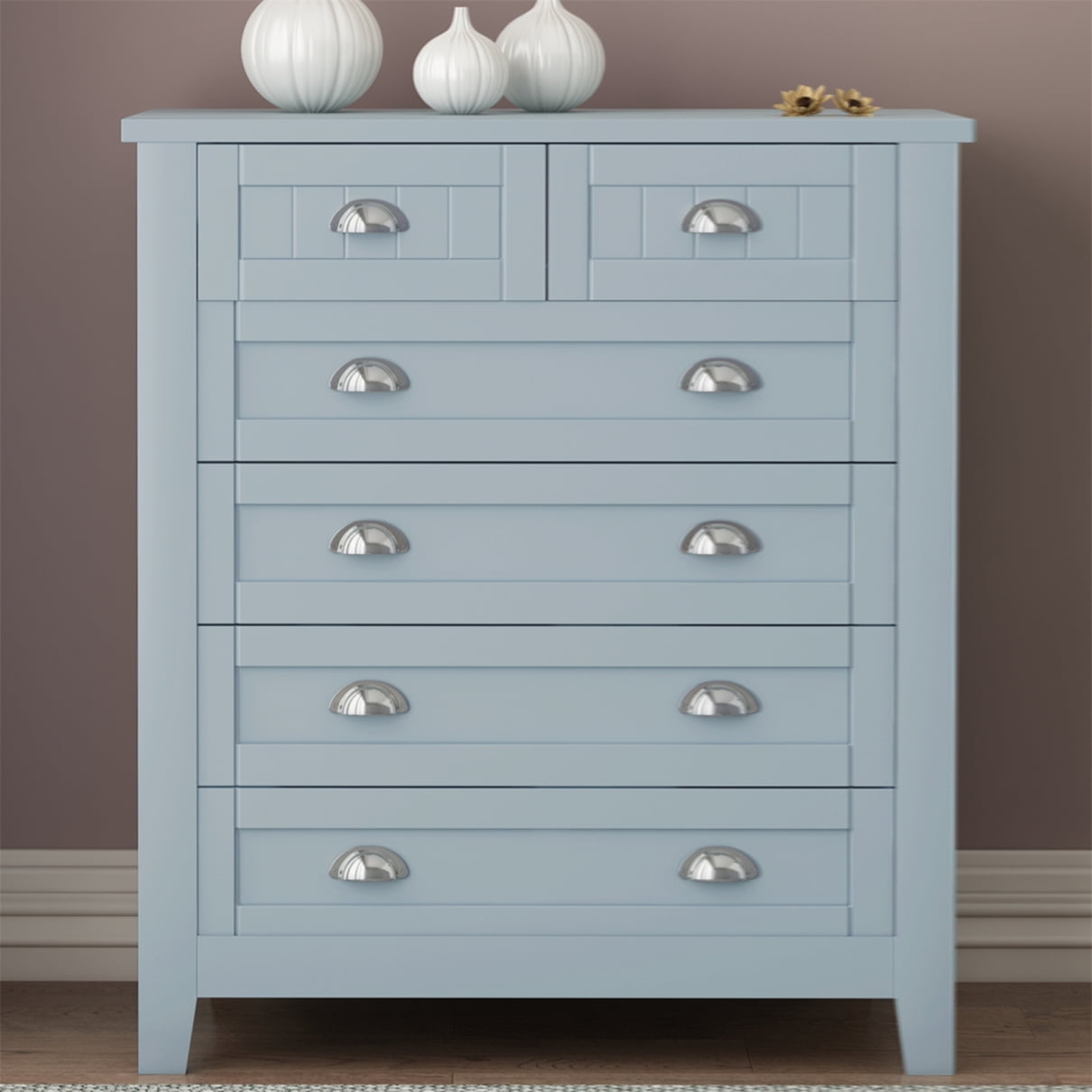 Bar Cabinet, Cabinet with Retro Shell Handle, Drawer Dresser, Storage ...