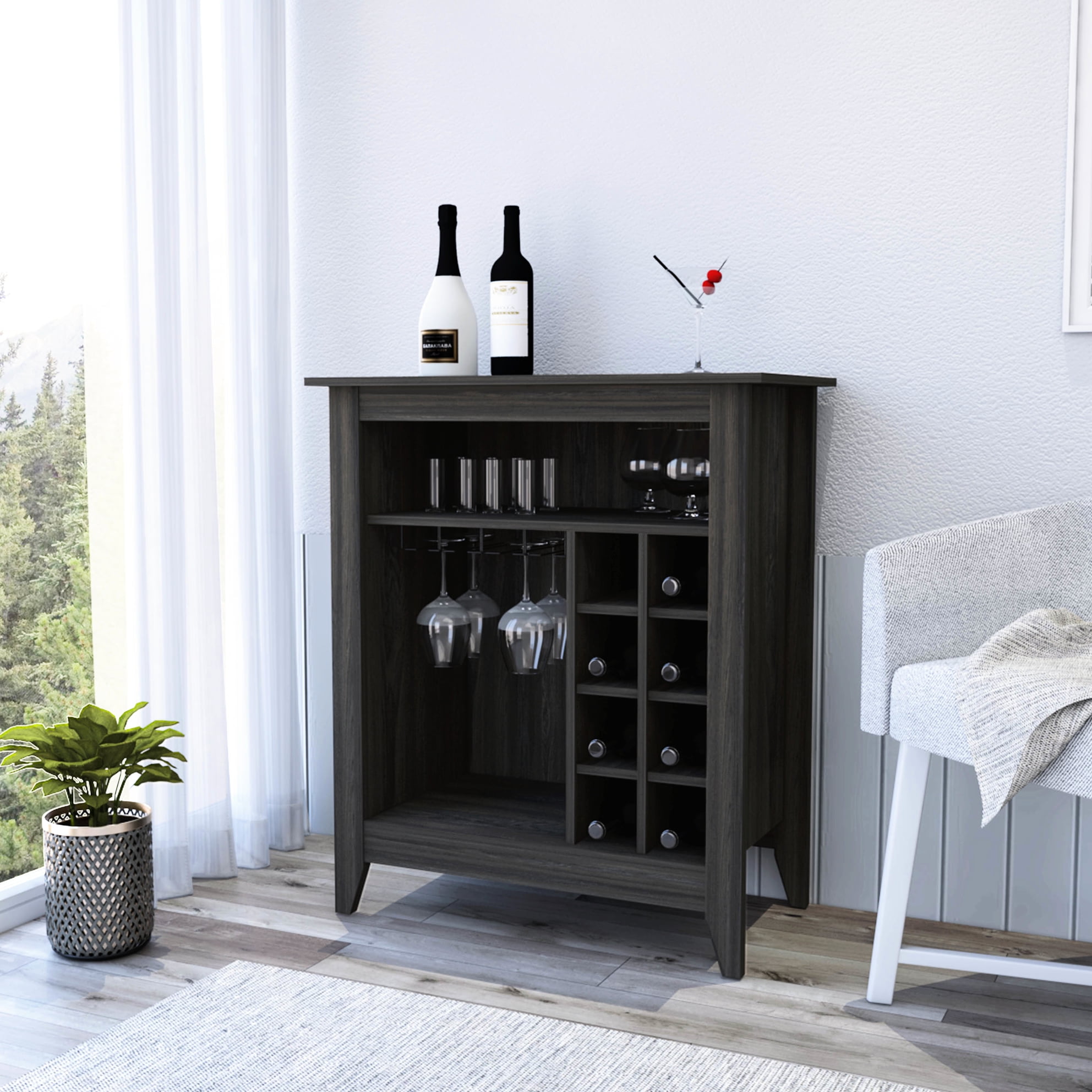 Bar Cabinet In Finish With Six Wine And Interior Shelving Alluring One ...