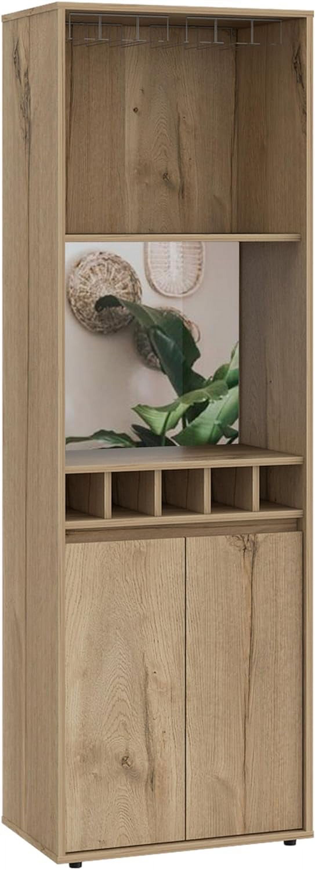 Bar Cabinet, Two Shelves, Five Built-in Wine Rack, Double Door -Light ...