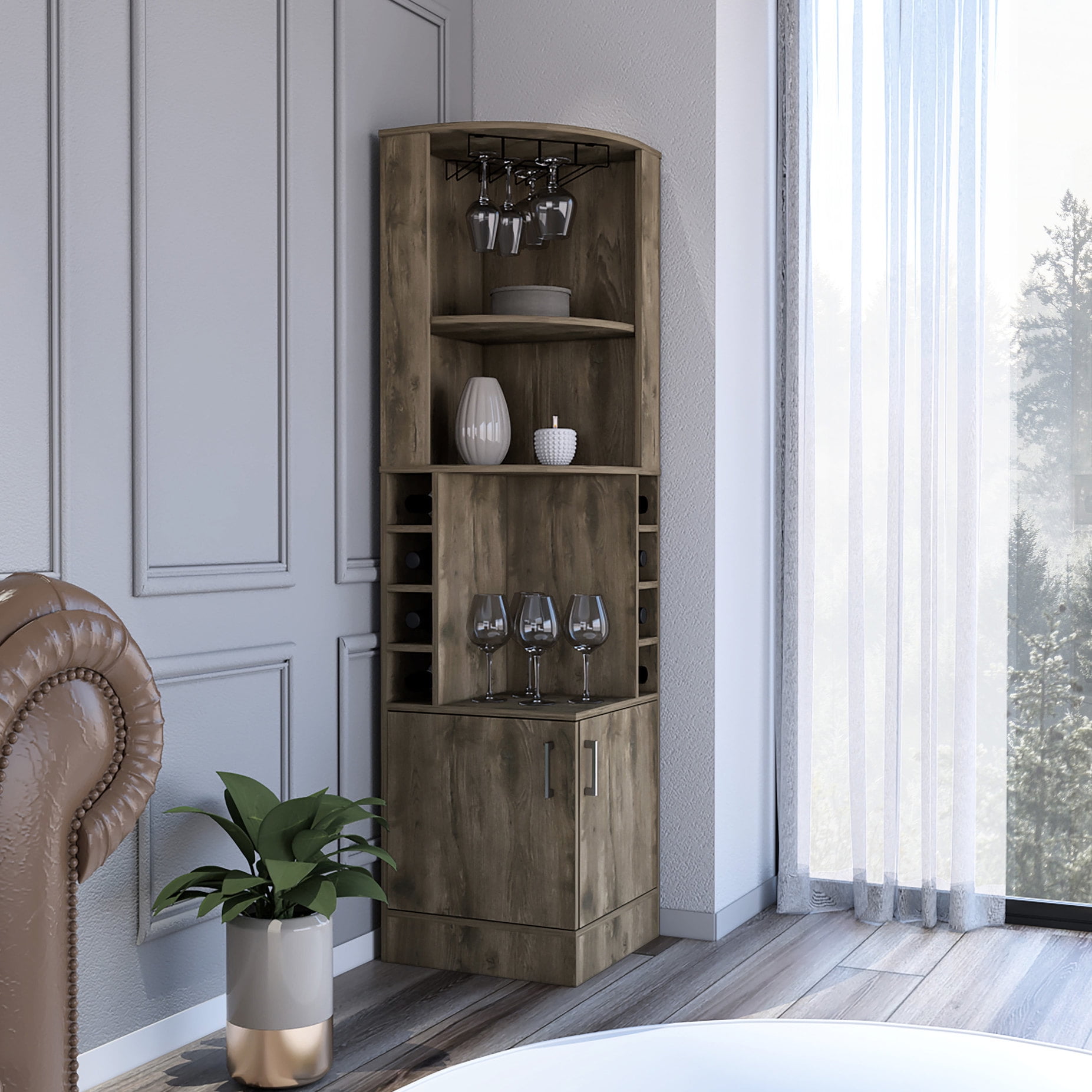 Bar Cabinet for the Corner | Double - Door for Quick Access | Particle ...