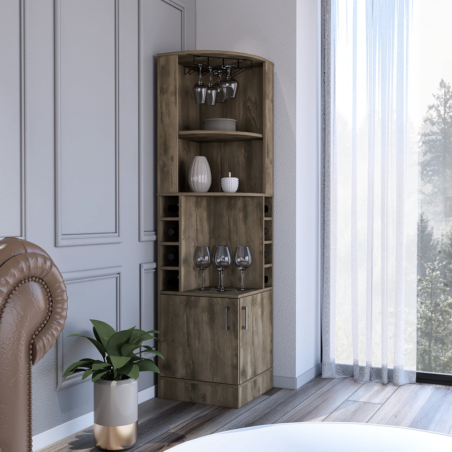 Bar Cabinet in the Corner | Double - Door Design for Convenience ...