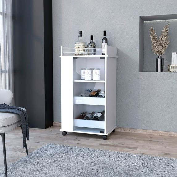 Bar Cart with 4 Casters | Easy Relocation for Party Adaptation, Great for Cocktail Preparation ...