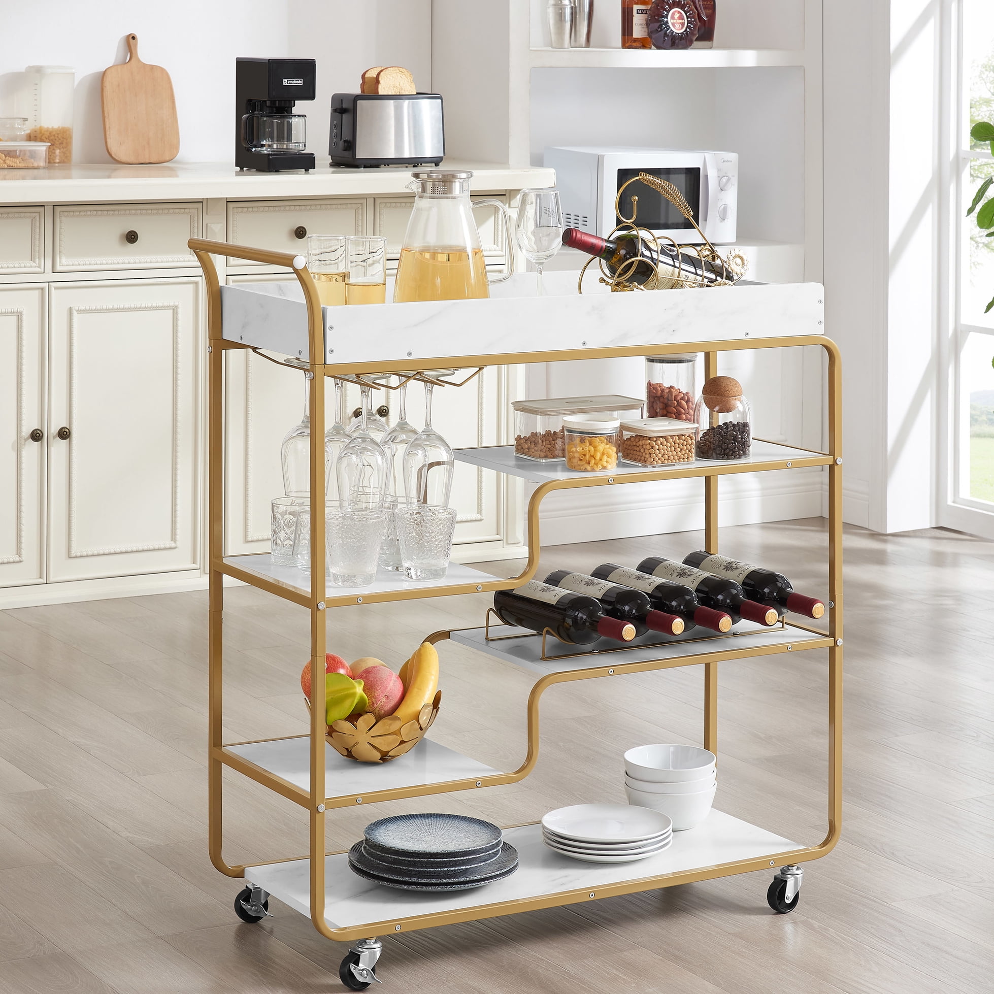 Bar Cart 6, Stylish Beverage Trolley With Wine Rack, Build 6 Drink ...