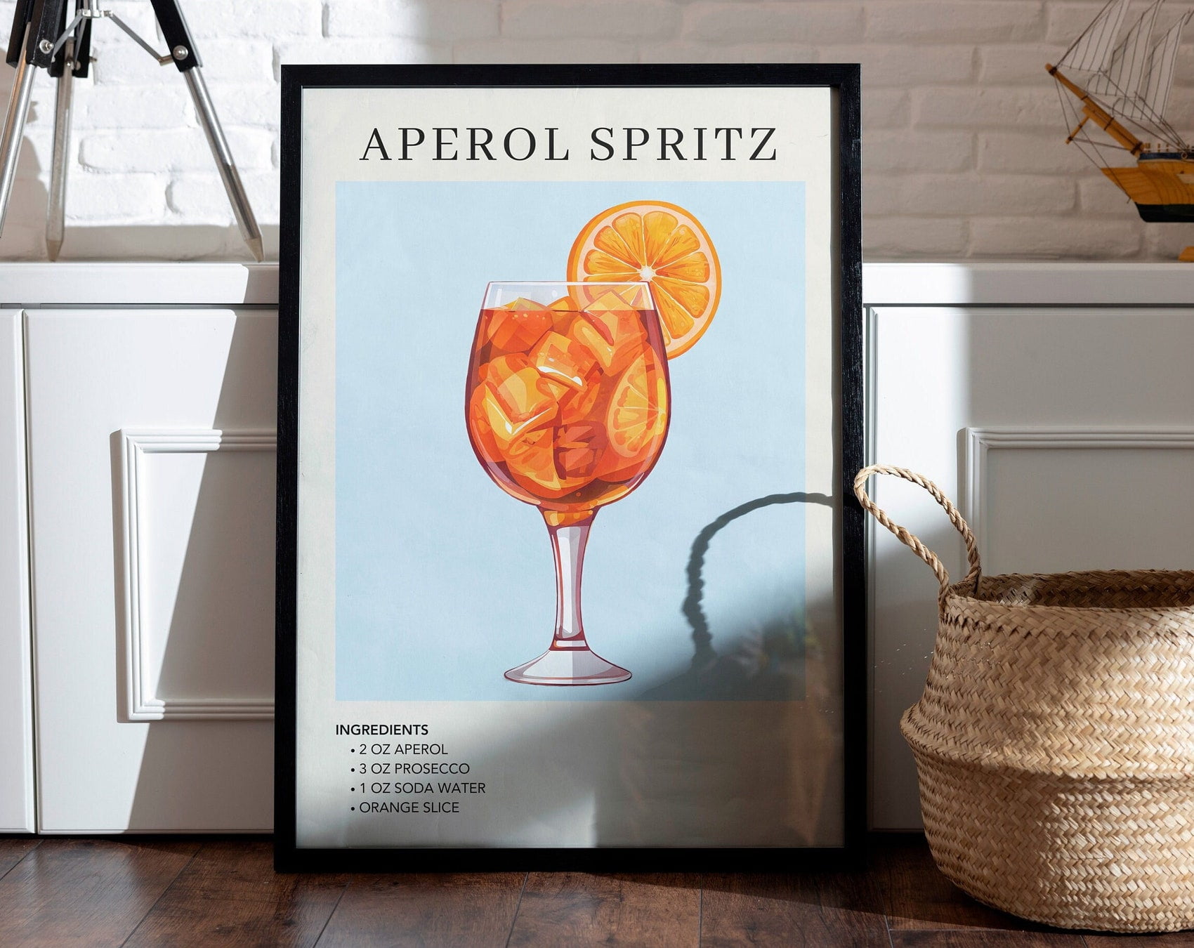 Bar Cart Aperol Spritz Art Print | Cocktail Art Decor Poster | Mixology ...