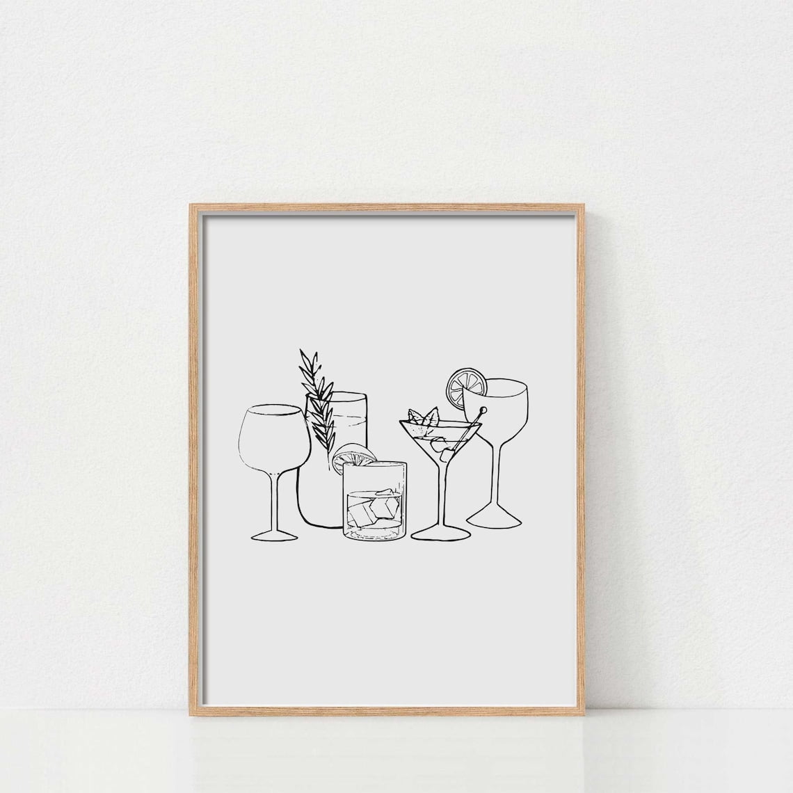 Bar Cart Art Minimalist Poster Black And White Vintage Retro ...