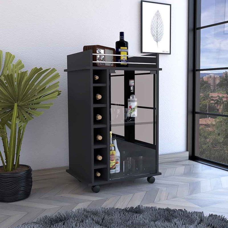Bar Cart Baltimore, Six Wine Cubbies, Smokey Oak Finish - Walmart.com
