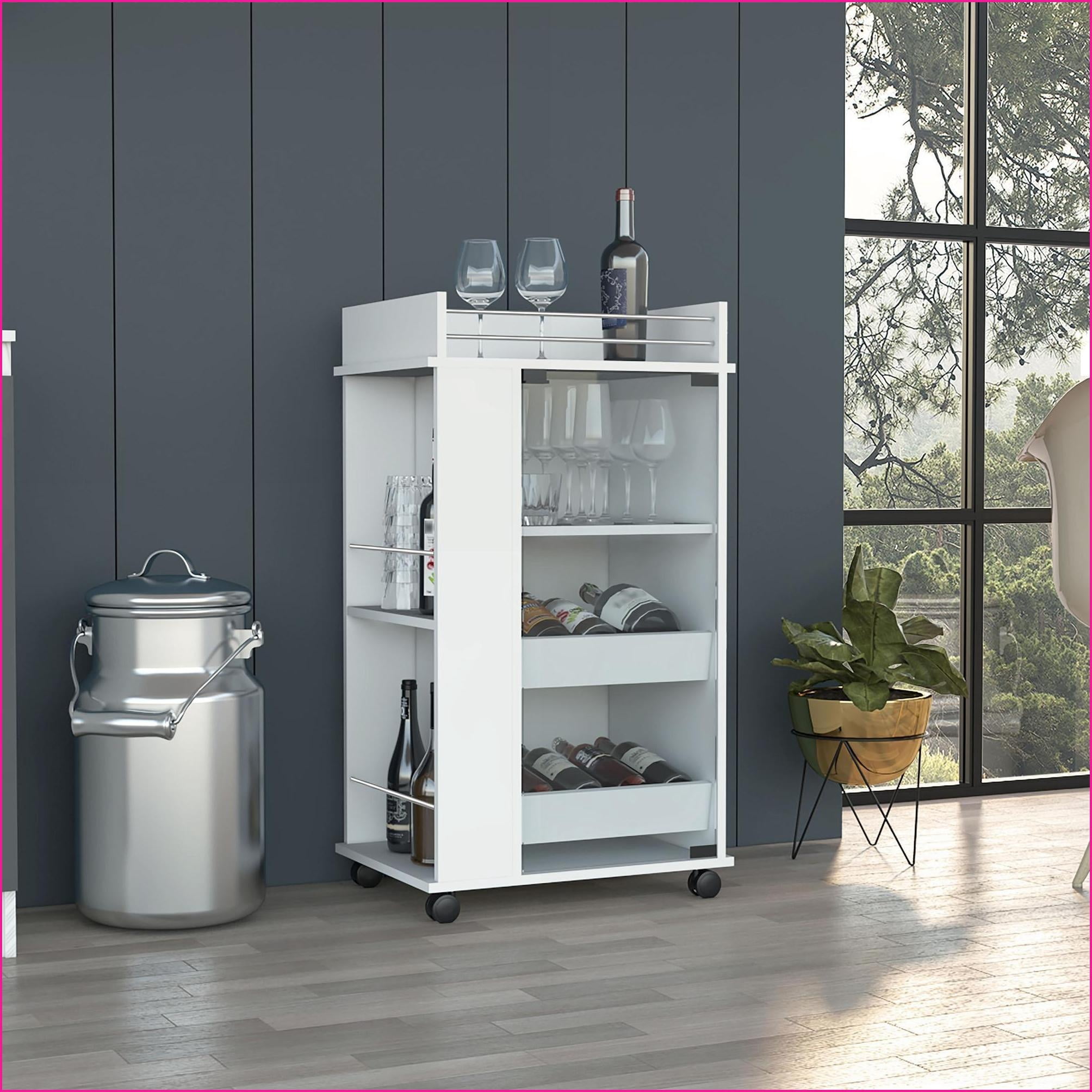 Bar Cart | Baltimore with Casters, Glass Door & 2 Side Shelves | Modern ...