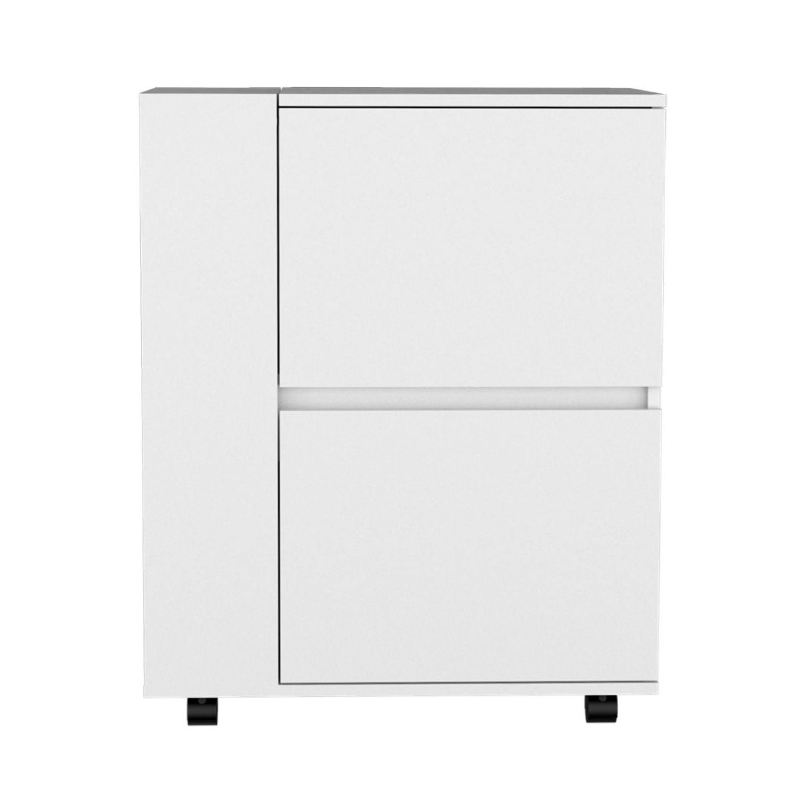 Bar Cart Belleville White - Rolling Bar Cabinet for Living Room - Dual ...