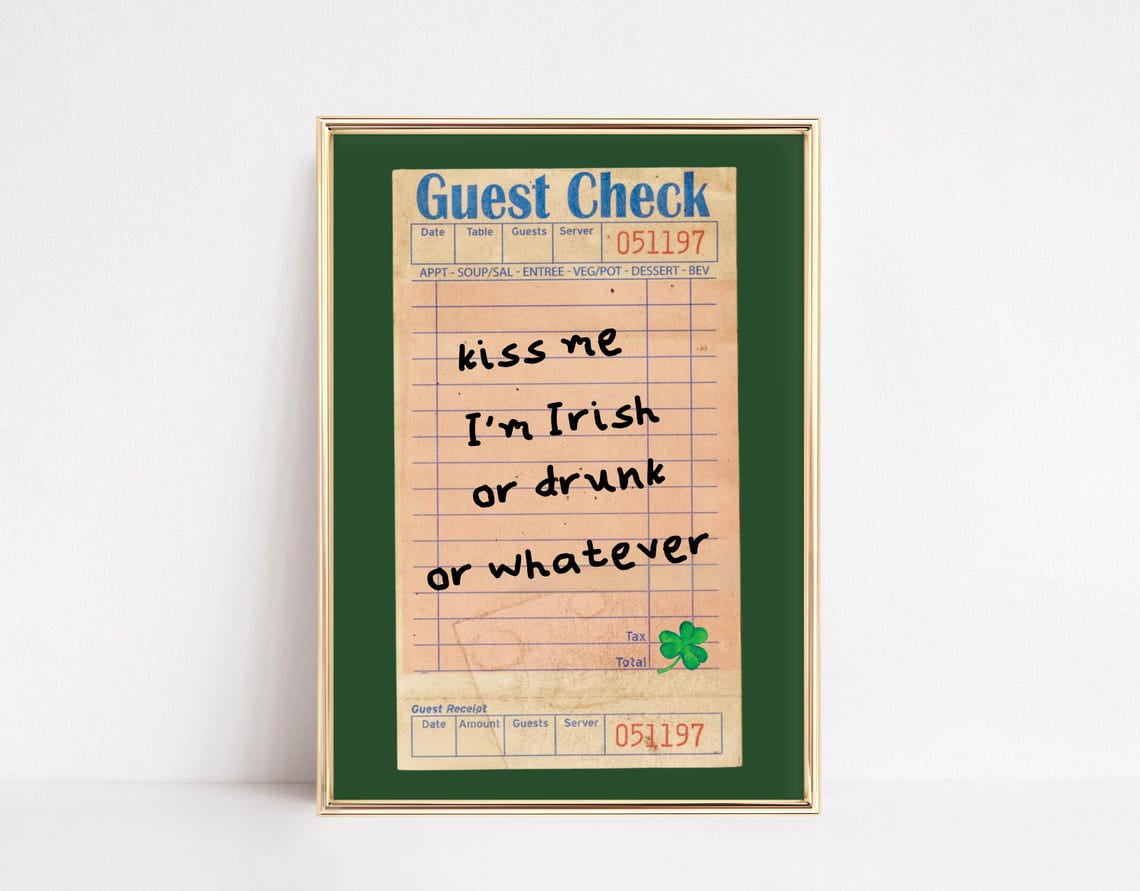 Bar Cart Decor Kiss Me I M Irish Poster Green Wall Art St Patricks Day ...