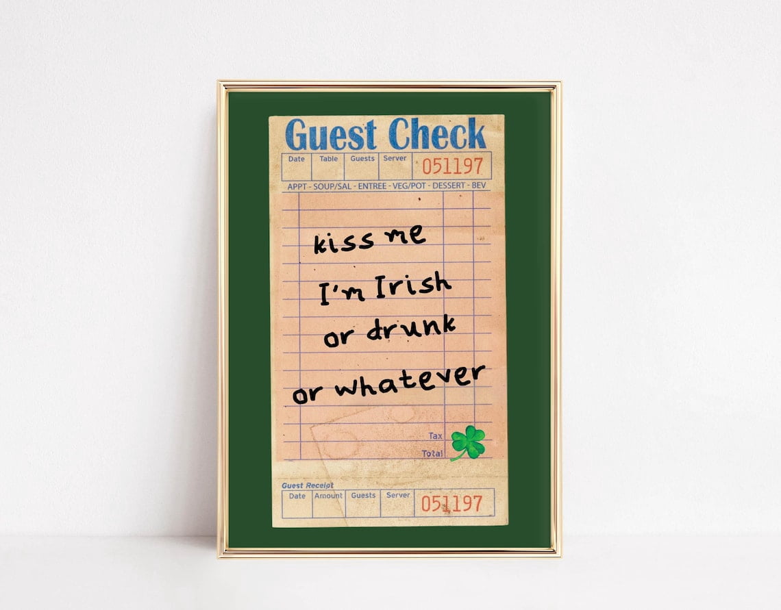 Bar Cart Decor Kiss Me I M Irish Poster Green Wall Art St Patricks Day ...