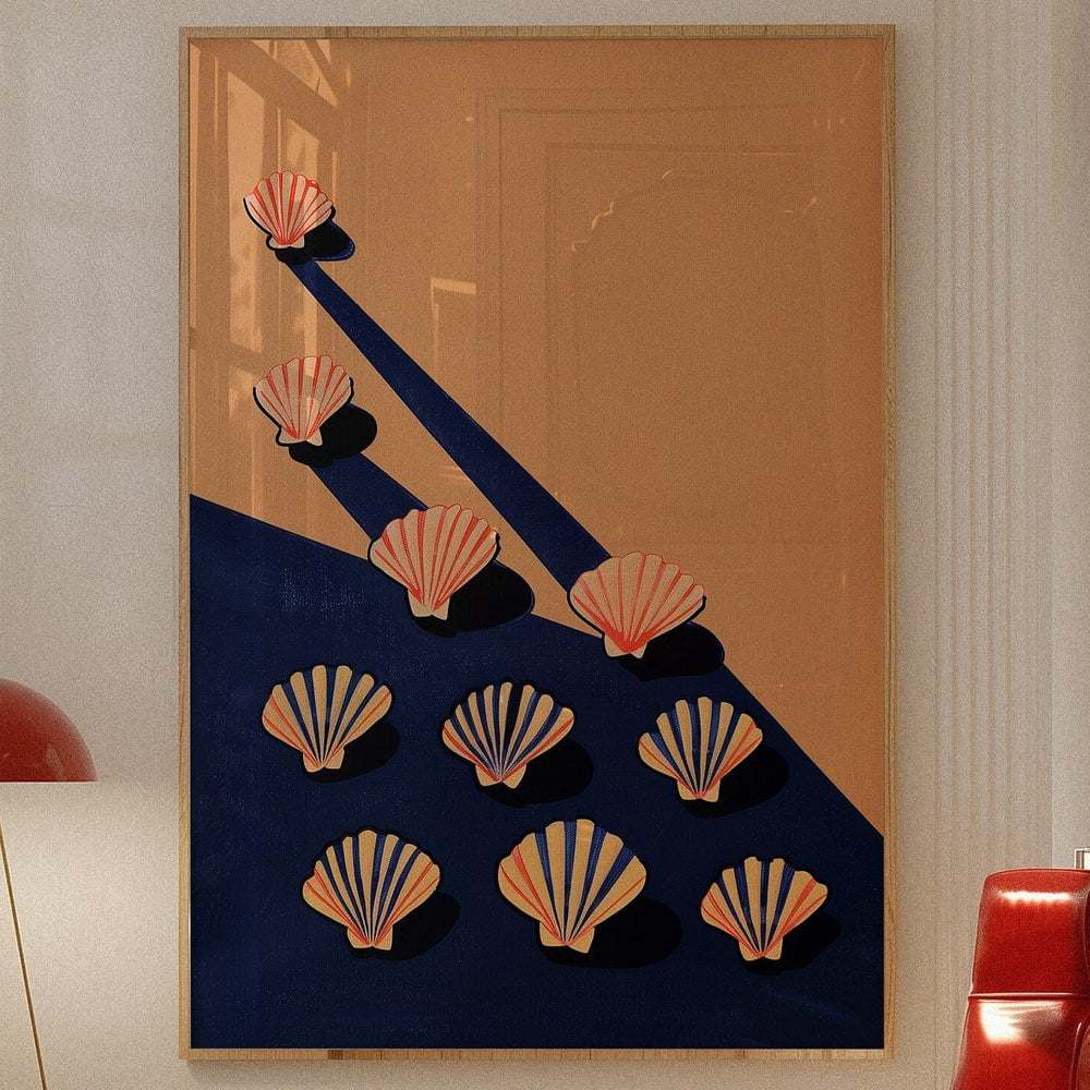 Bar Cart Decor Shells Print 70S Poster Cocktail Wall Art Retro Dining ...