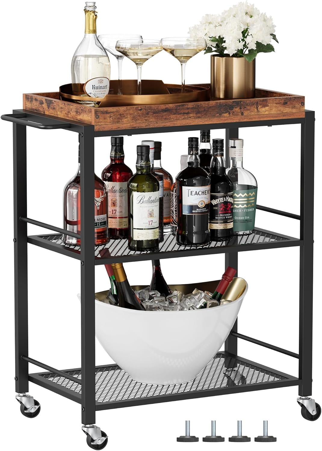 Bar Cart, Home Bar Serving Cart, Microwave Cart, Drink Cart, Mobile ...