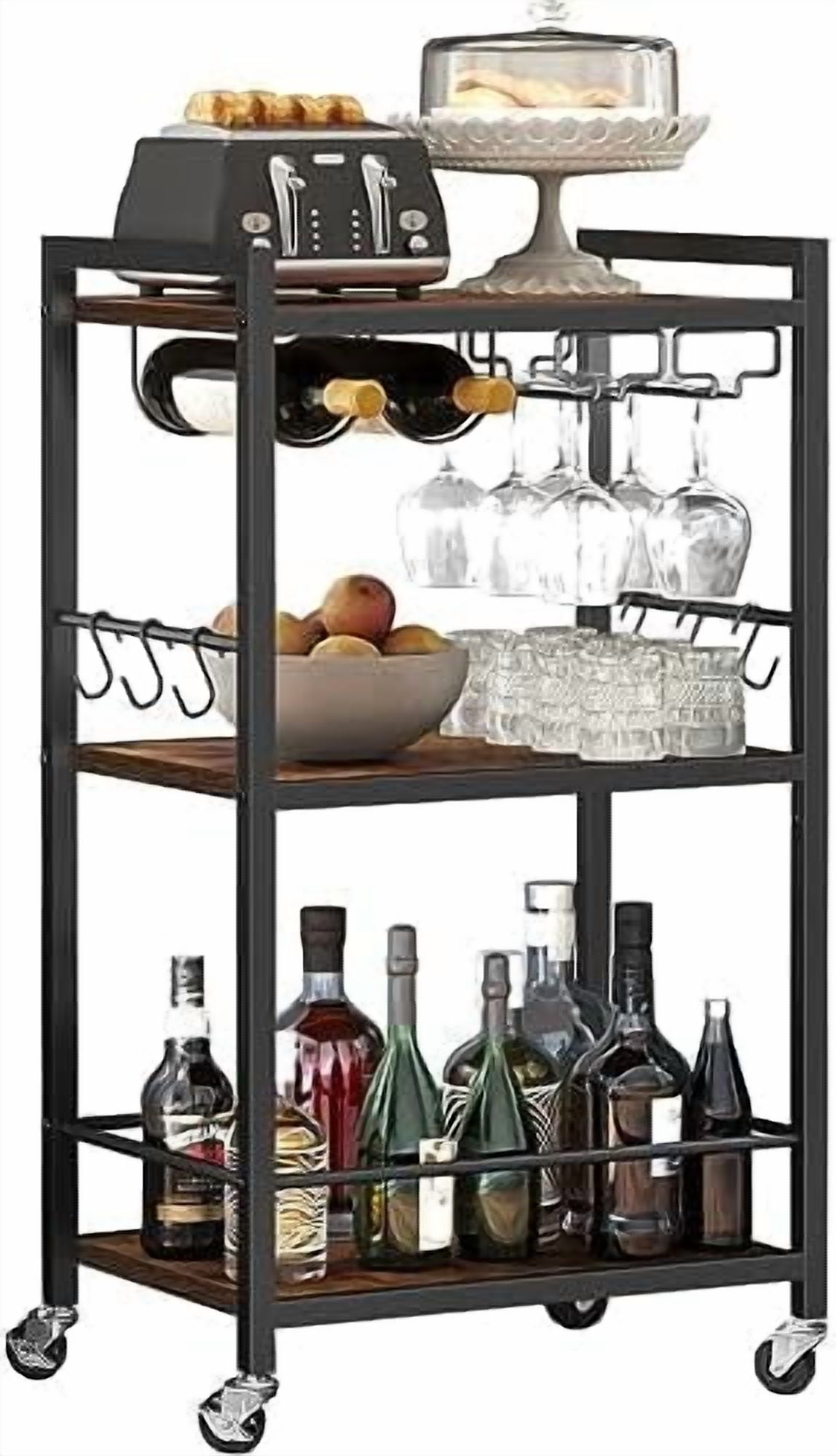 Bar Cart, Home Bar Serving Cart, Microwave Cart, Drink Cart, Mobile ...