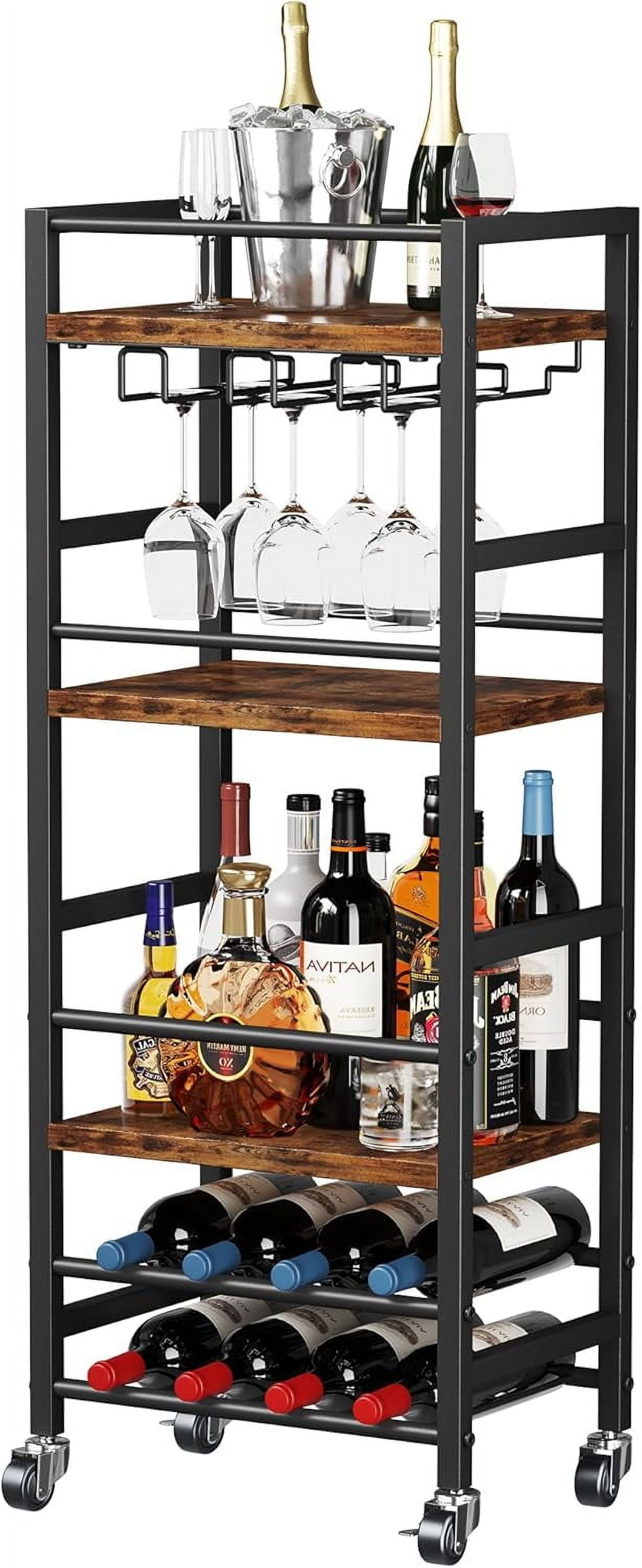 Bar Cart, Home Bar Serving Cart, Small Bar Cart with 5-Tier Shelf ...