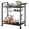 Bar Cart,Home Bar Serving Cart with Storage Shelves, 2 Tier Rolling ...