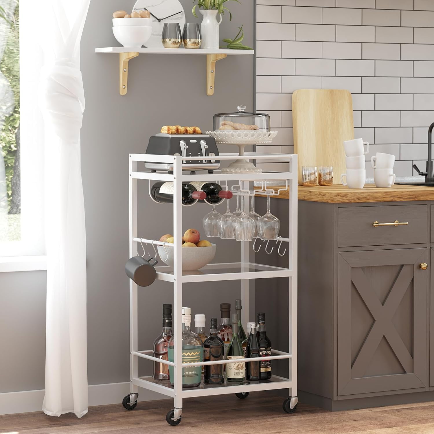 Customer reviews for Bar Cart, Home Bar Serving Cart with 3-Tier ...