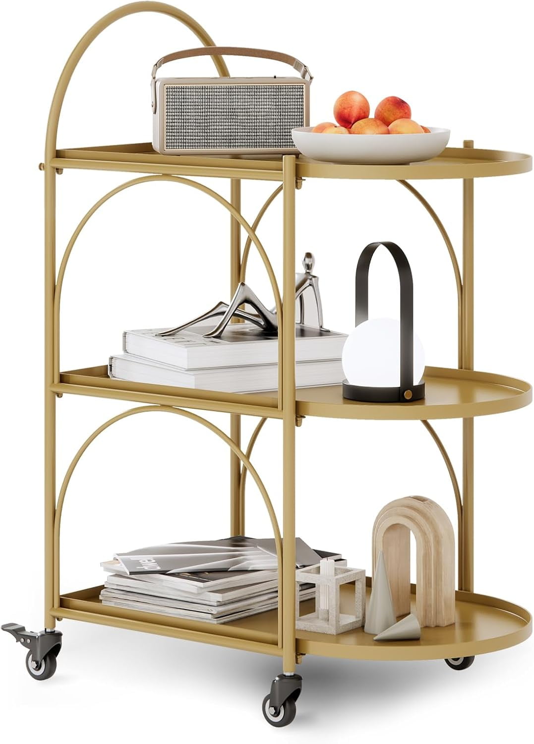 Bar Cart, Metal Serving Cart for Home, Drink Cart, Rolling Beverage ...