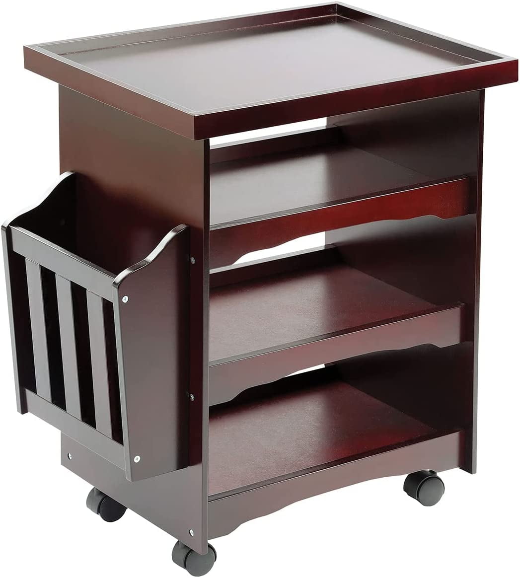 Bar Cart Multipurpose End Table with Wheels Narrow Side Table with ...