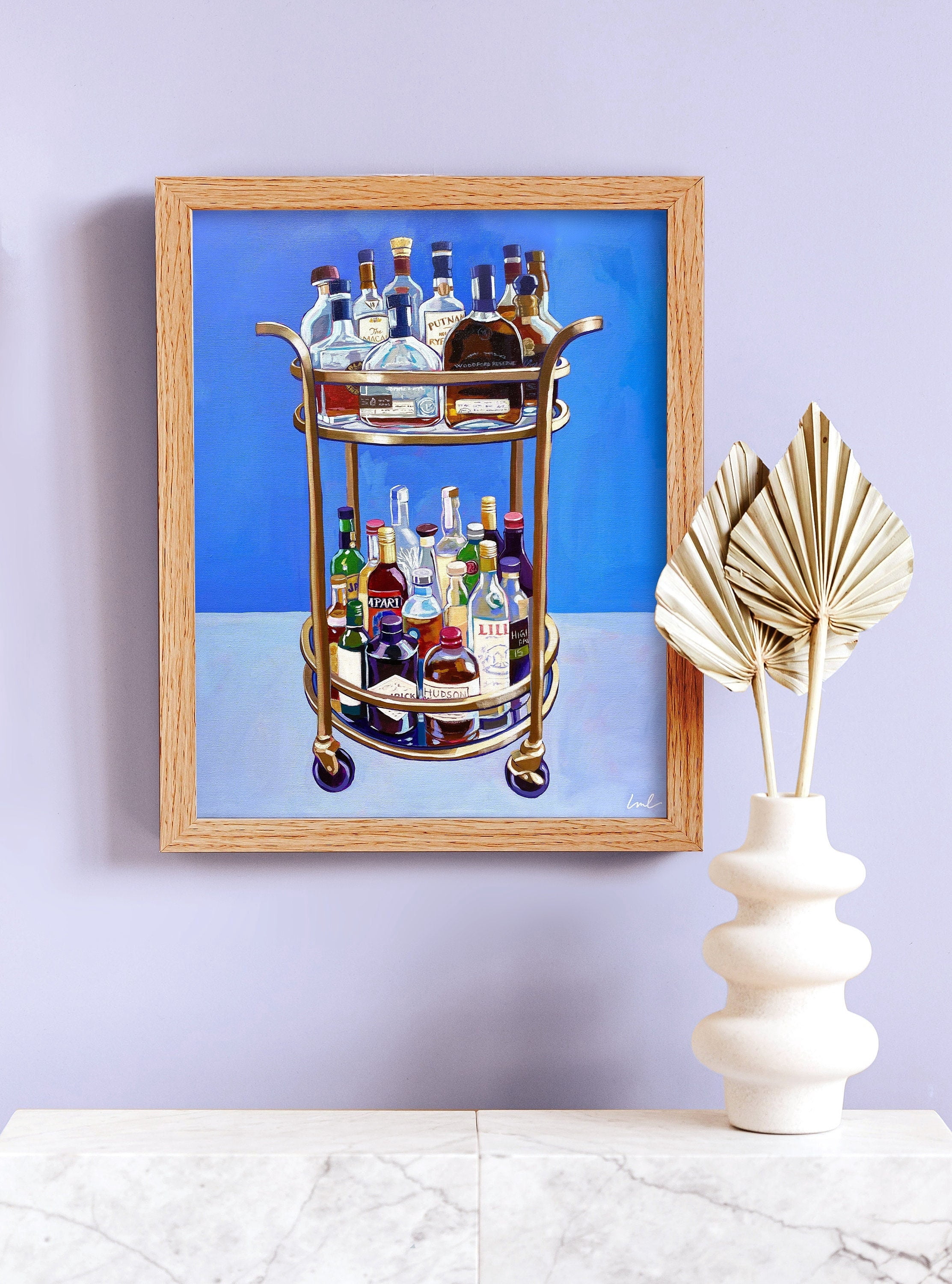 Bar Cart Print By Laurel Greenfield Poster Vintage Style Wall Decor ...