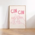 Bar Cart Print Cin Cin Wall Art Cheers Print Cute Kitchen Art Print ...