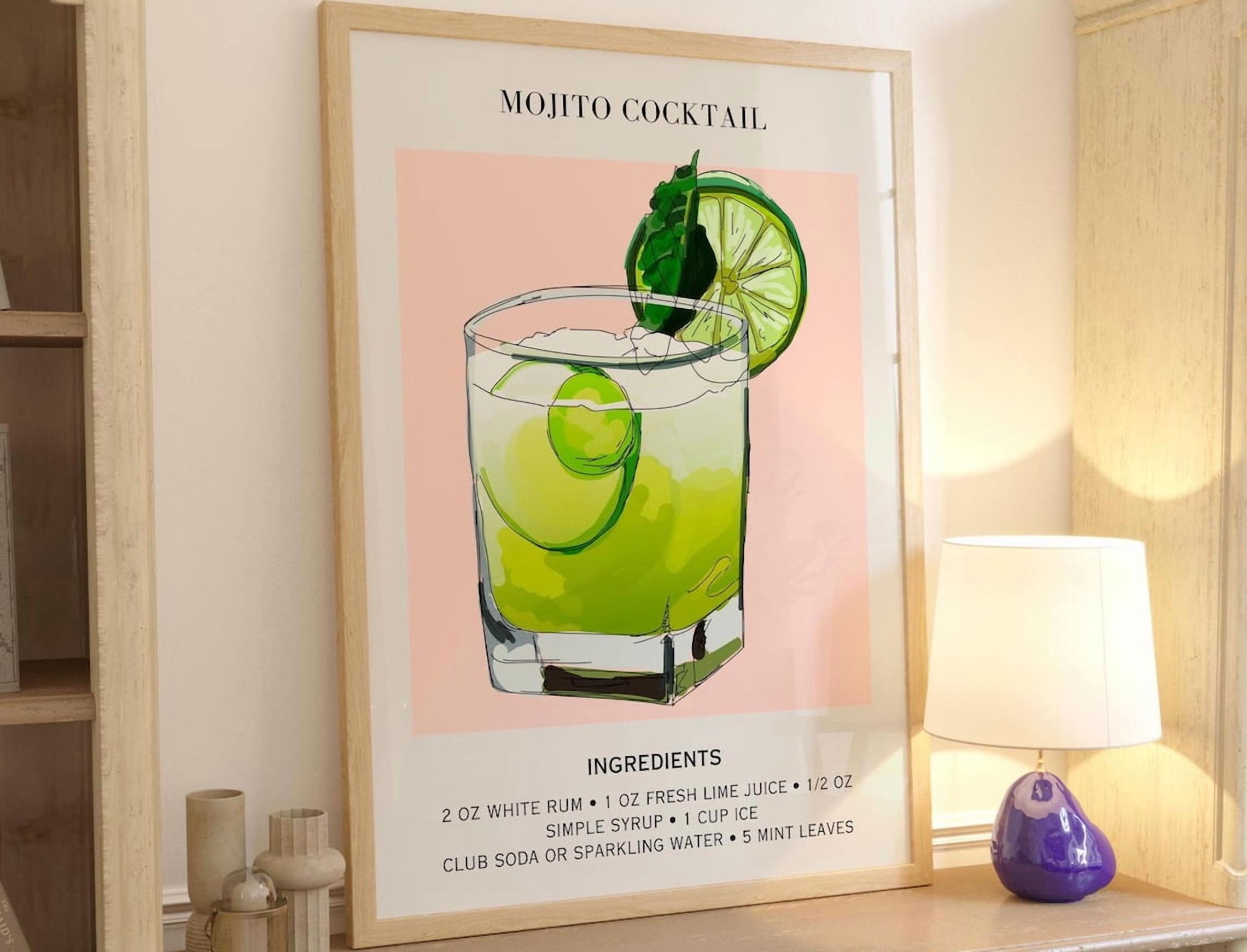 Bar Cart Print Cocktail Poster Wedding Party Signature Drink Sign ...