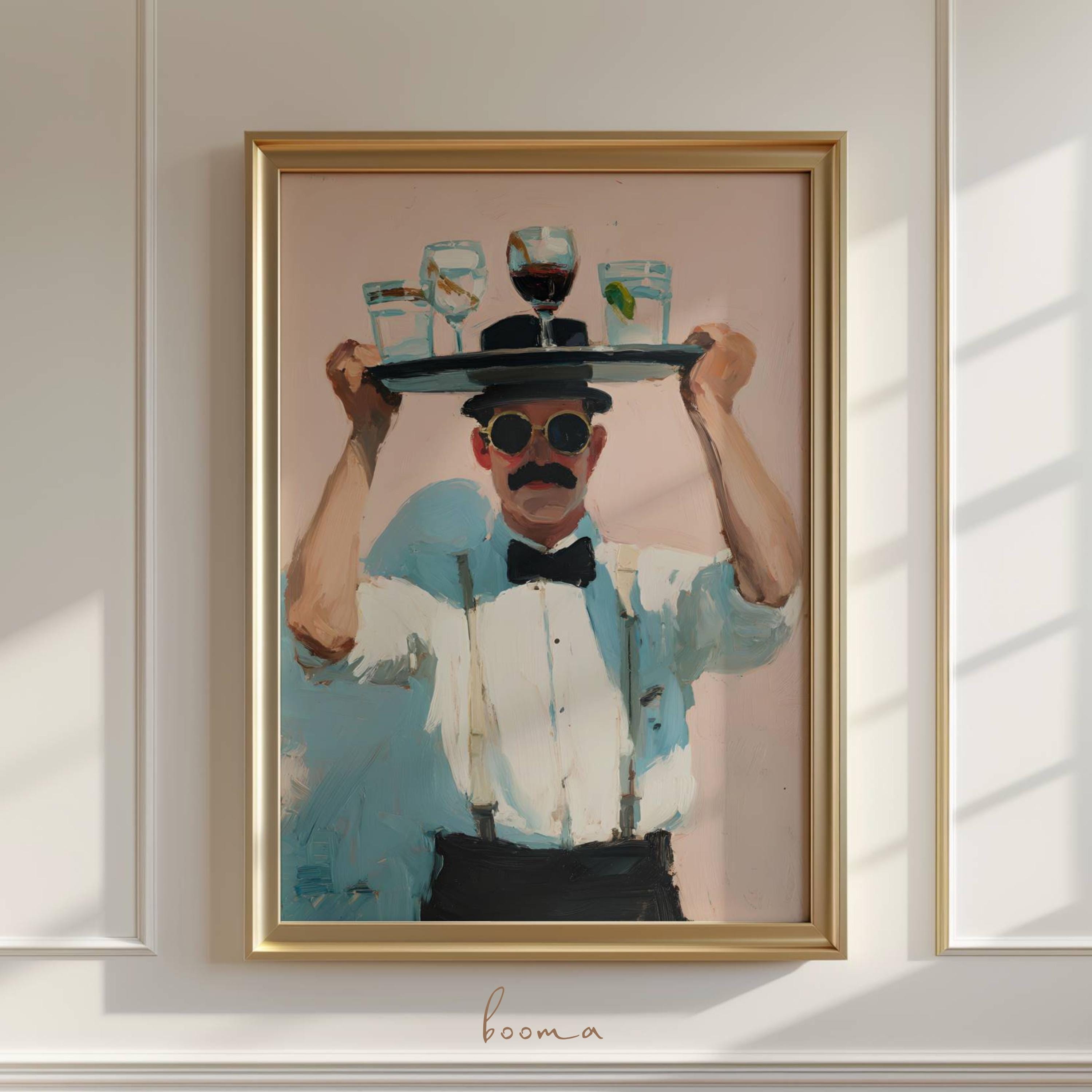 Bar Cart Print Waiter Art Print Modern Wall Art Food Print Retro Poster ...