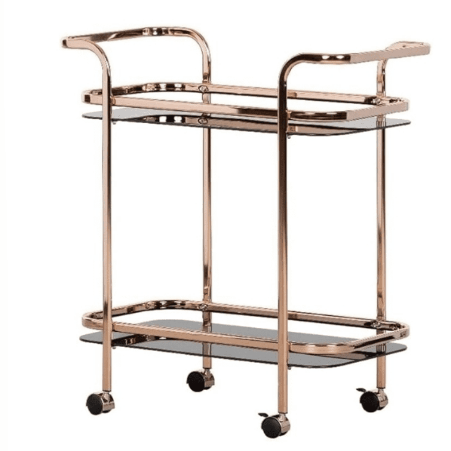 Bar Cart-Rose Gold and Smoked Glass - Walmart.com