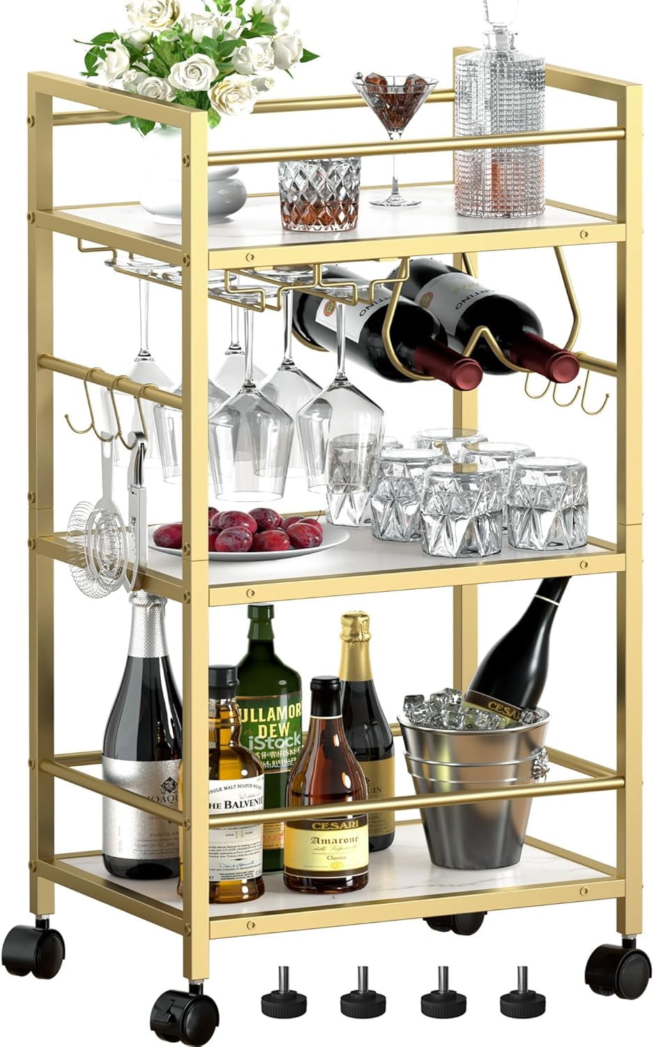 Bar Cart, Serving Cart for Home, Microwave Cart, Drink Cart, Mobile ...
