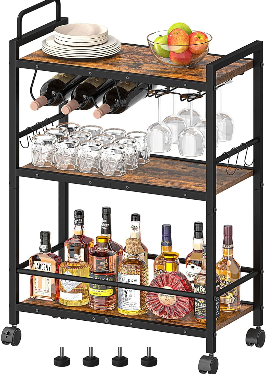 Bar Cart, Serving Cart for Home, Microwave Cart, Drink Cart, Mobile ...