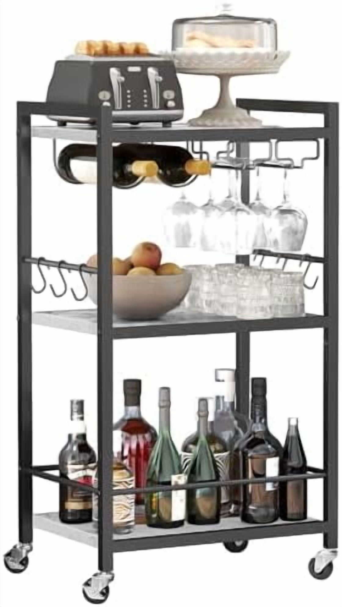 Bar Cart, Serving Cart for Home, Microwave Cart, Drink Cart, Mobile ...