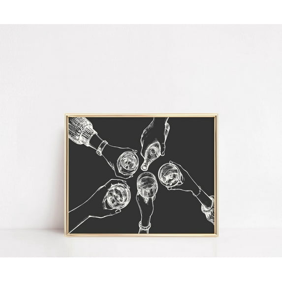 Bar Cart Wall Art Aesthetic Kitchen Decor Cheers Trendy Poster ...