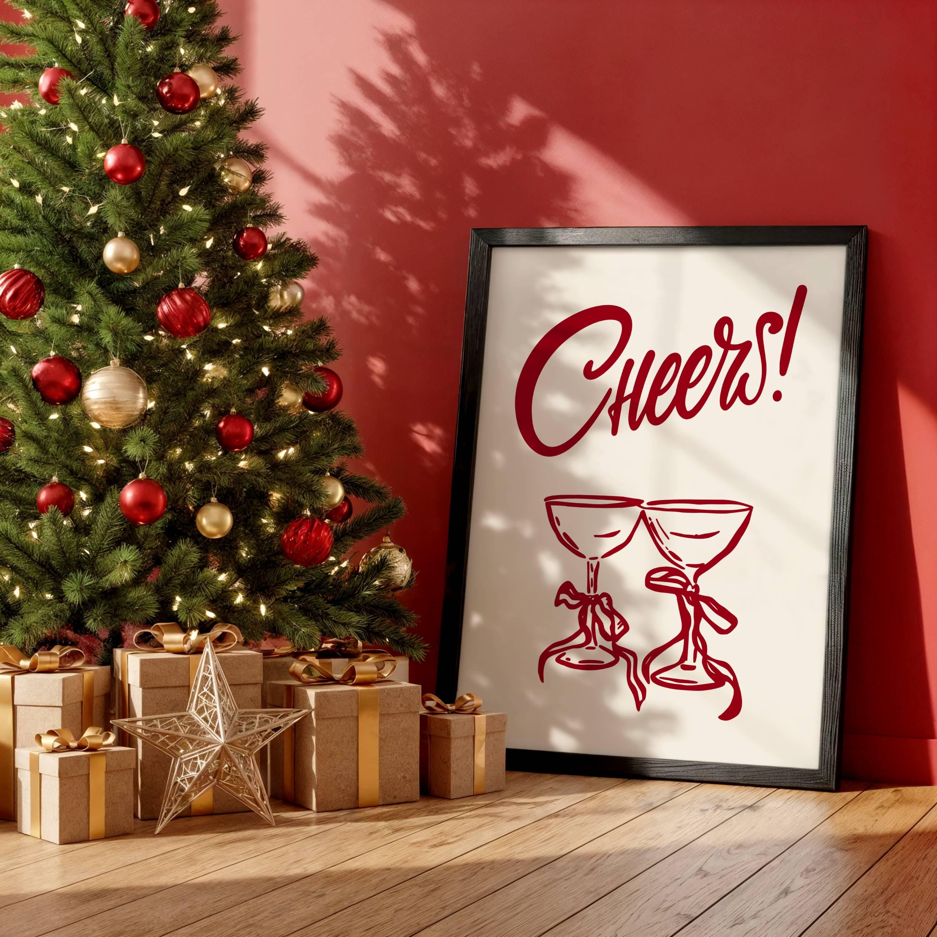 Bar Cart Wall Art: Cheers Print, Vintage Bar Cart, Kitchen Bar Poster ...