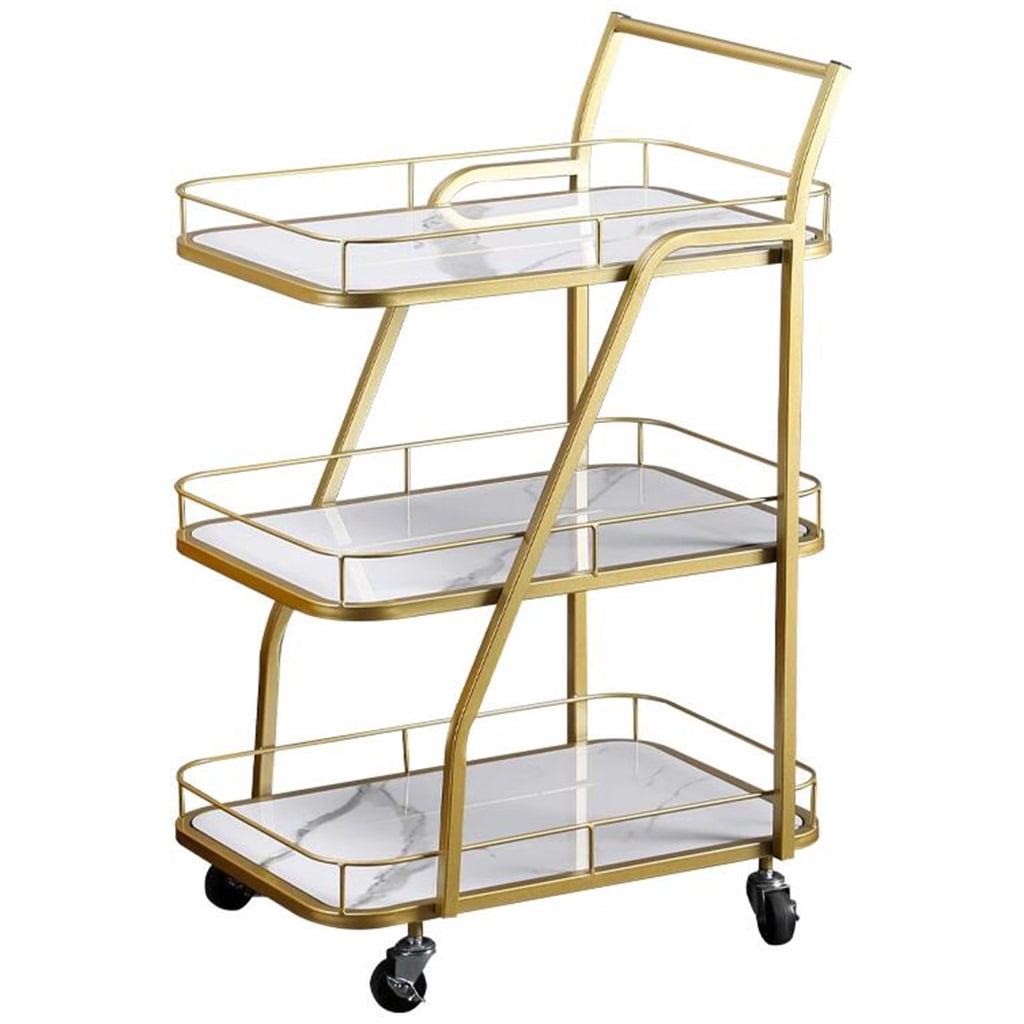 Bar Cart With Wheels, 3 Tier Home Bar Serving Cart, Microwave Cart ...