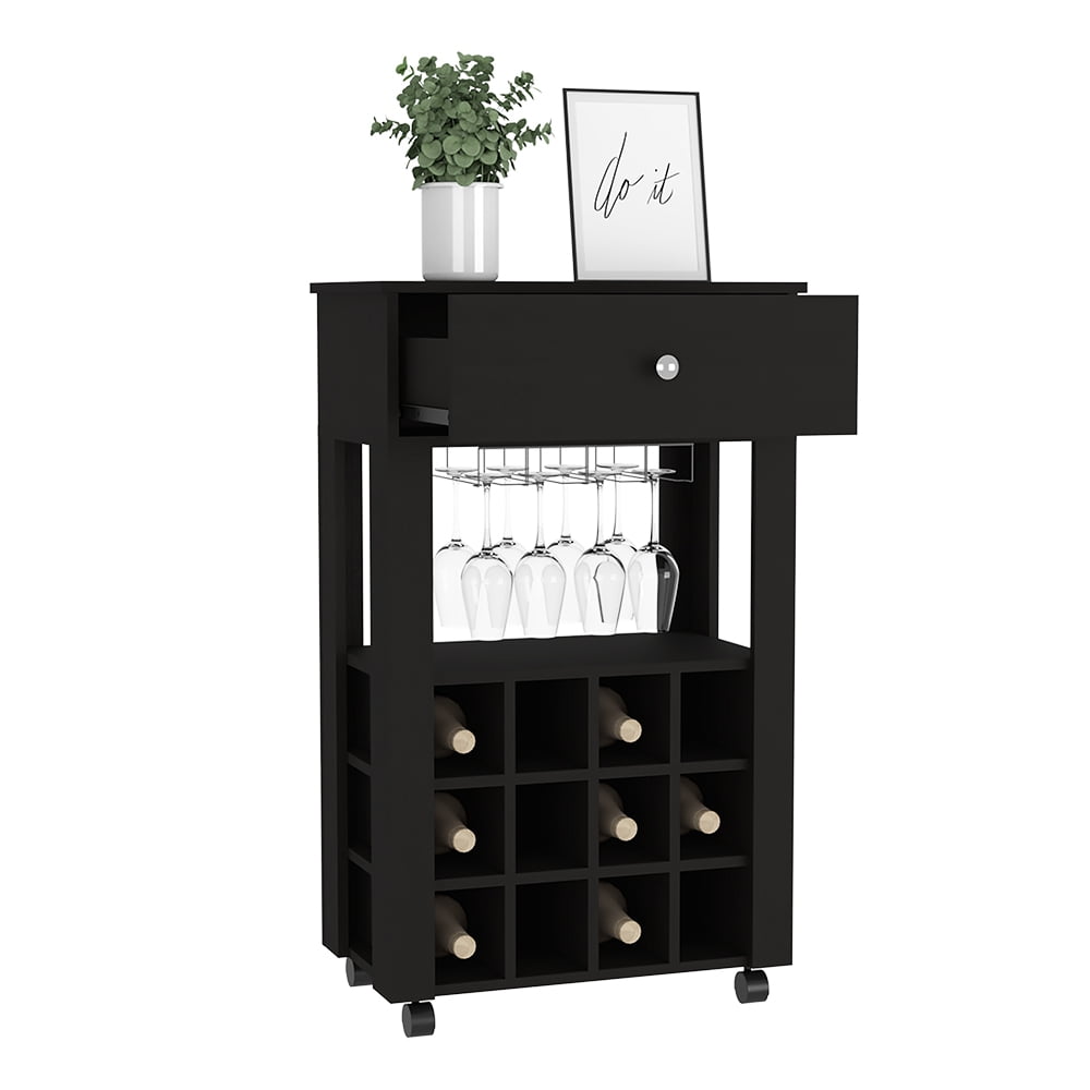 Bar Cart with Wine Cubbies, Coffee Bar Buffet Cabinet with Storage ...