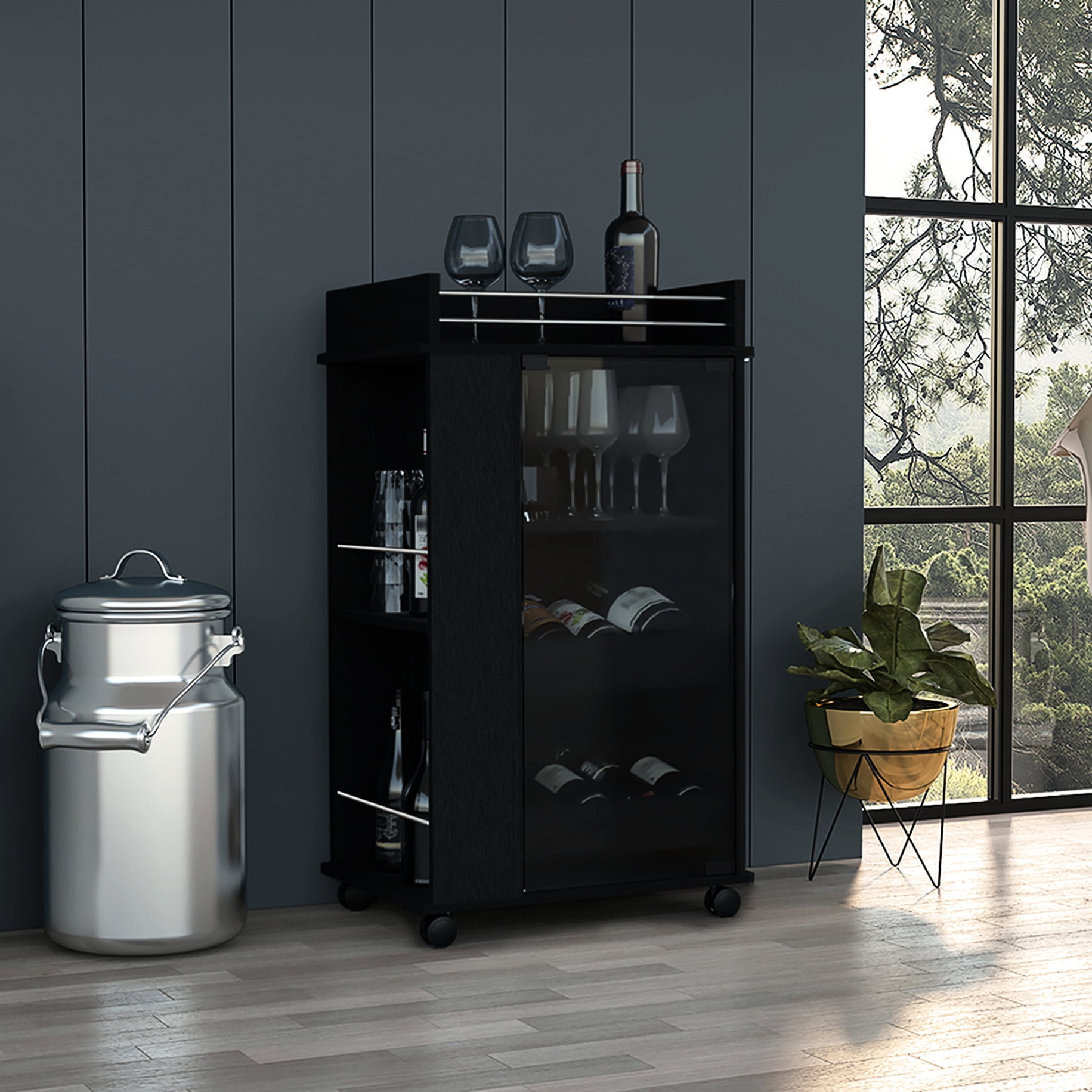 Bar Cart With , Perfect For Serving Drinks At Home Modern Glass Door ...