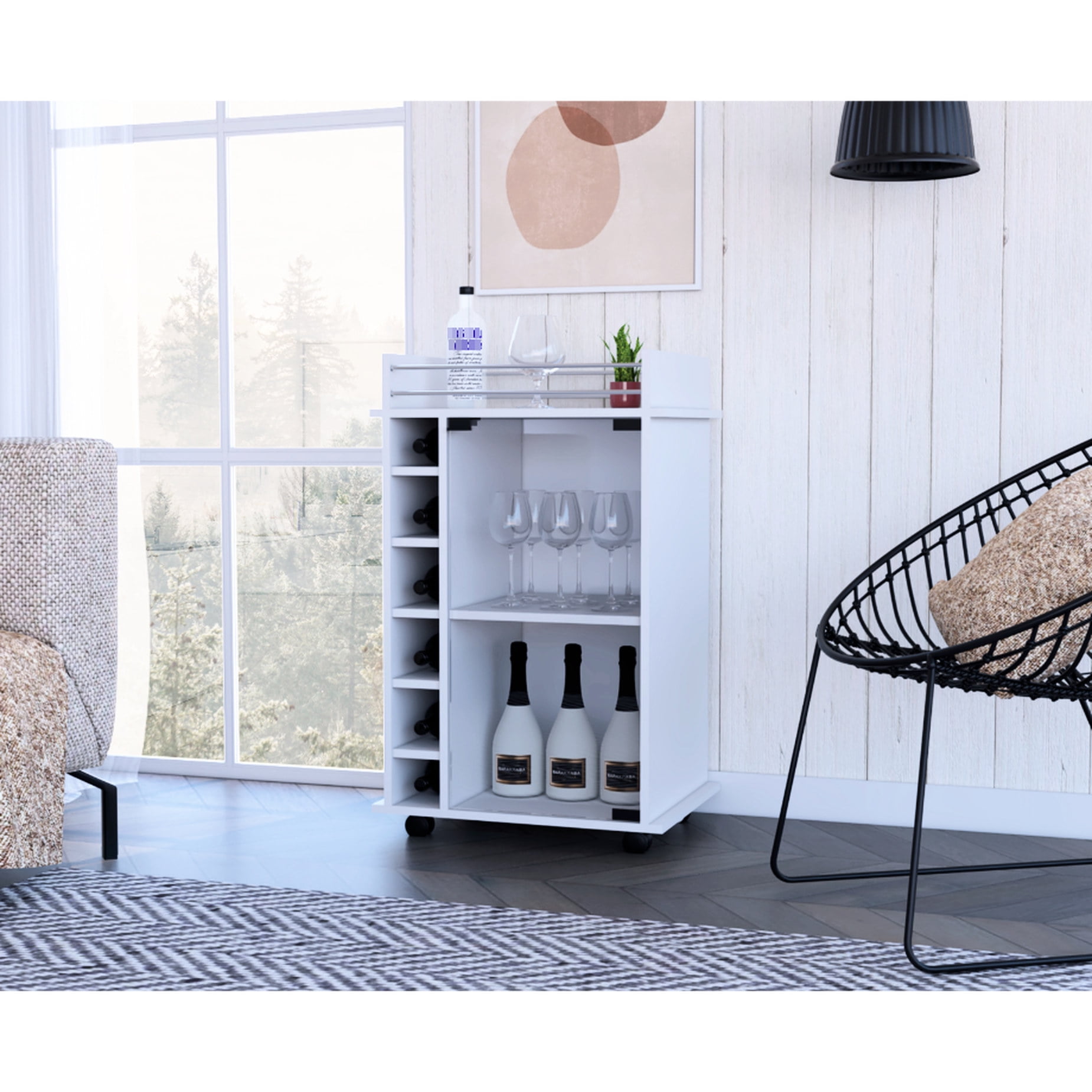 Bar Cart with Spacious Top Surface+Six Liquor Cubbies”-“Kitchen Counter ...