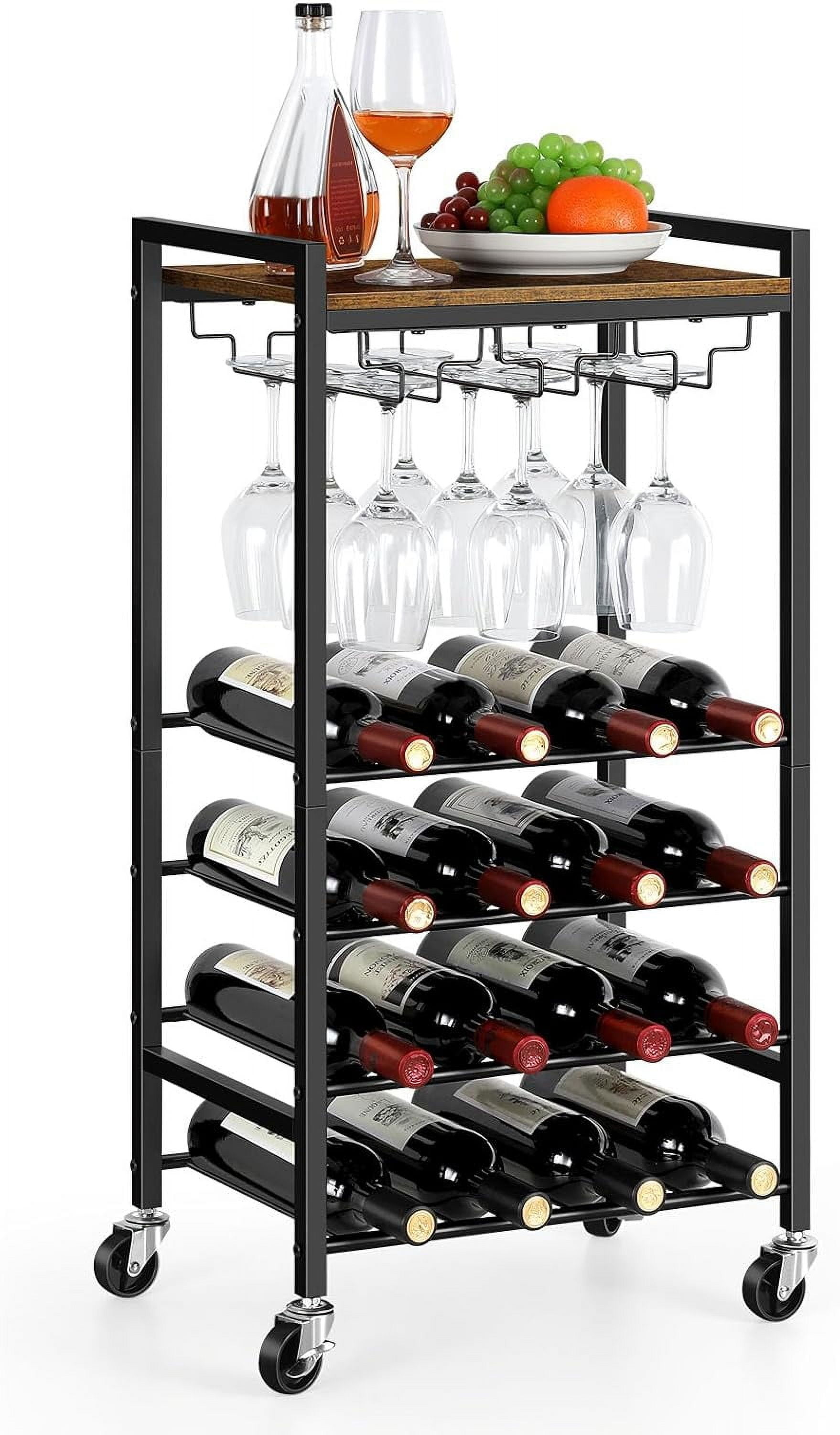 Bar Carts for The Home 3-Tier Rolling Kitchen Cart with Wine Rack and ...