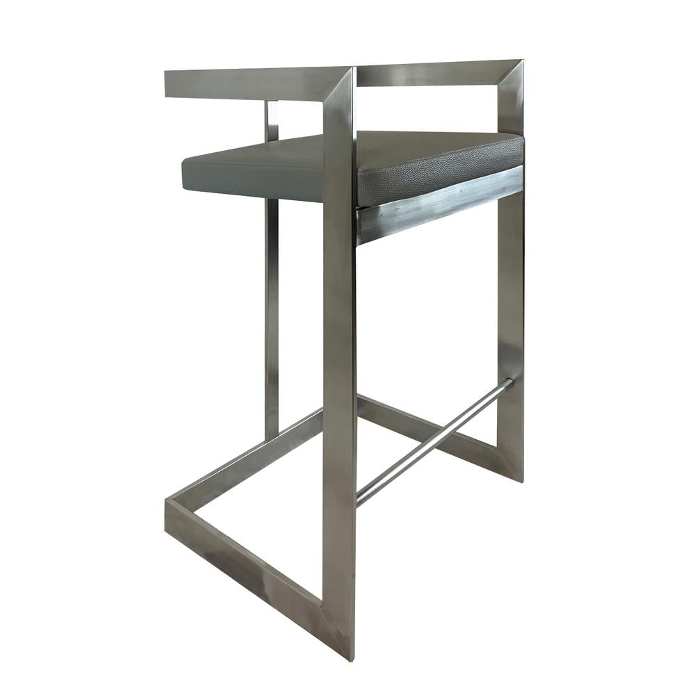 Bar Chair with Gray Polyurethane Cushion and Stainless Steel Base ...