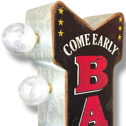 Bar "Come Early Stay Late!" Vintage Inspired Double-Sided Marquee LED ...
