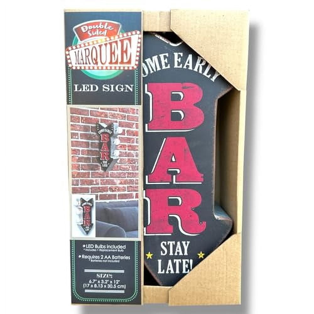 Bar "Come Early Stay Late!" Vintage Inspired Double-Sided Marquee LED ...