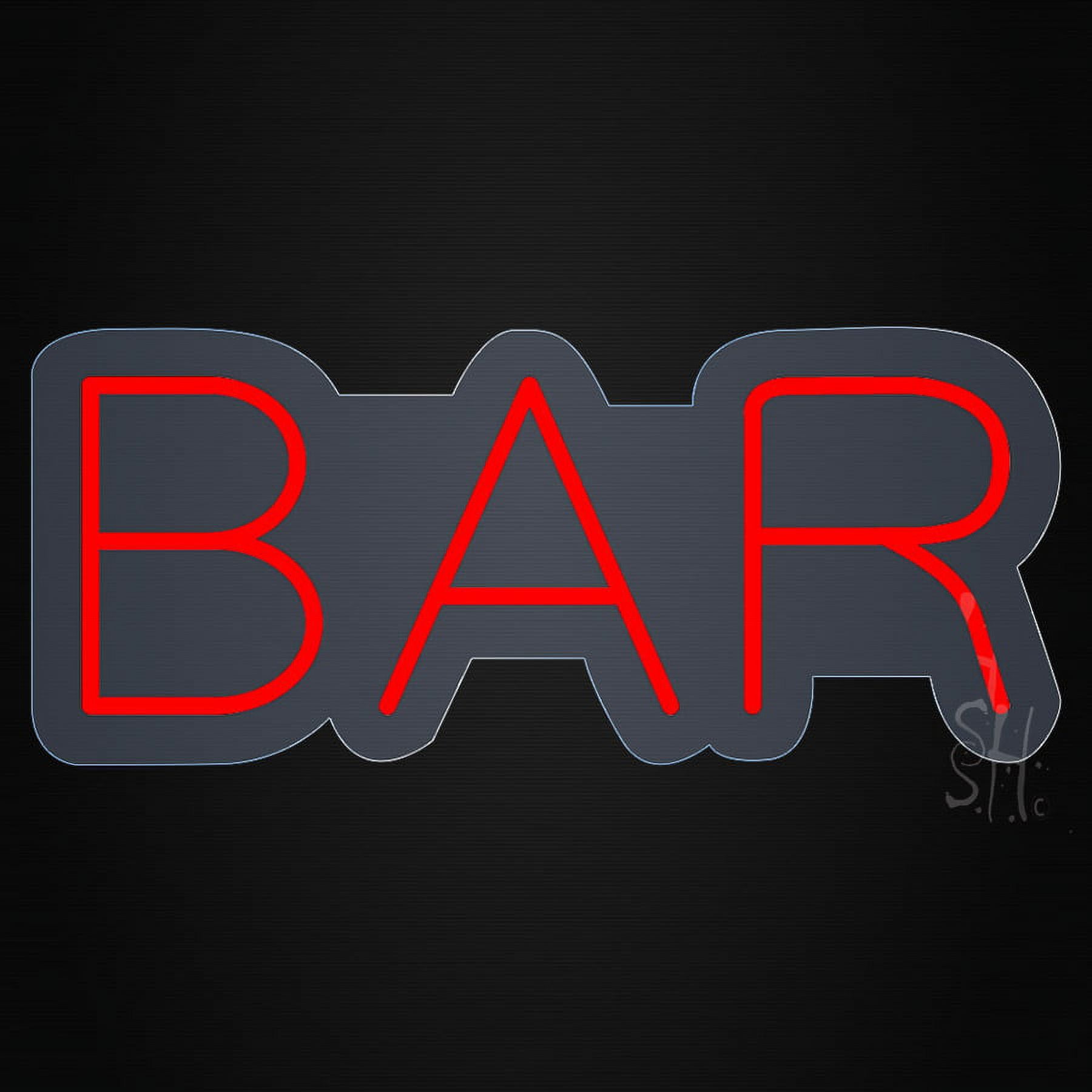 Bar Contoured Clear Backing LED Neon Sign 6 x 15 - inches, Clear Edge ...